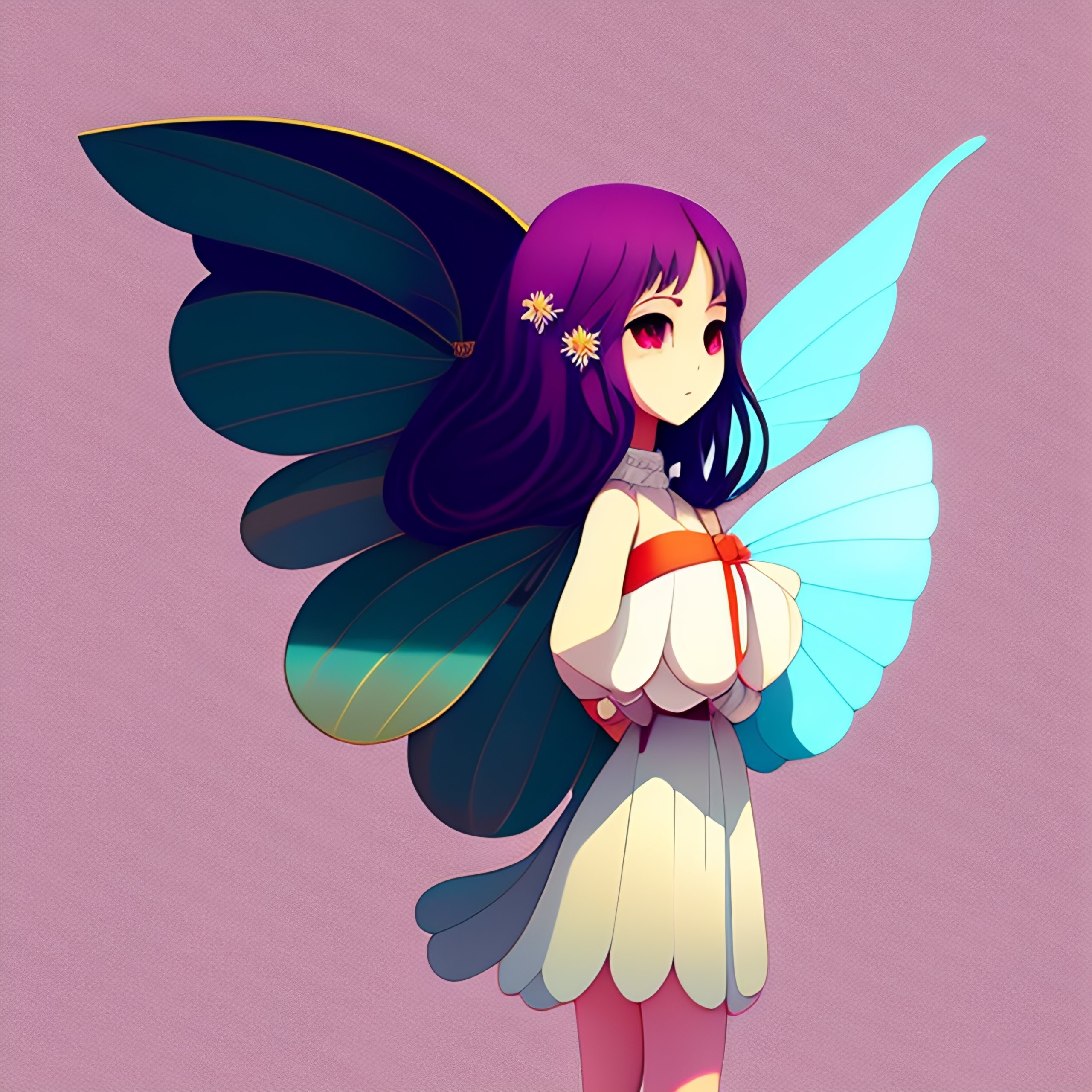 Lexica - Winged flower fairy with fairy wand, minimalist, studio ghibli ...