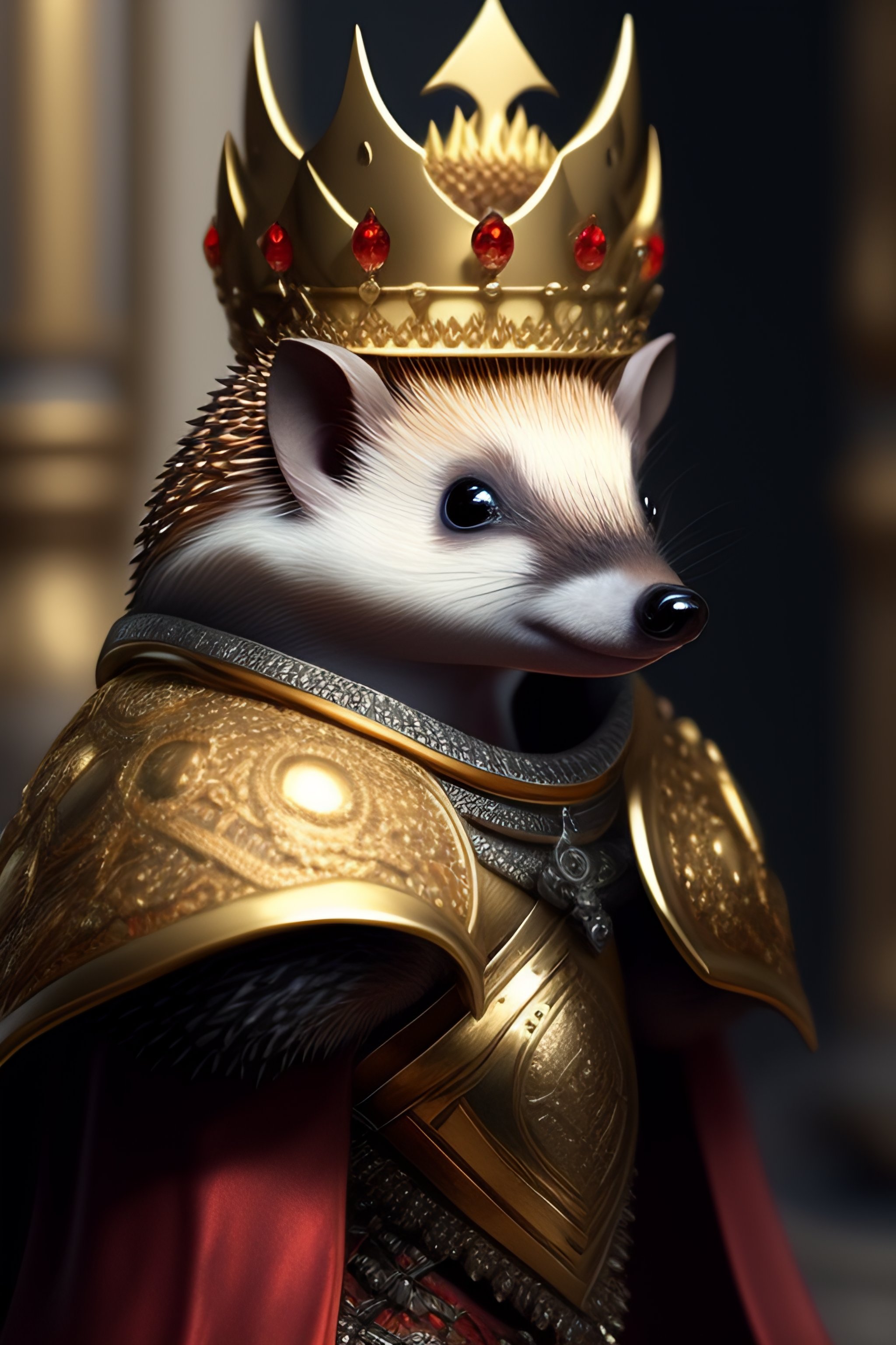 Lexica - Hedgehog with crown, royal armour and royal jewlery, bloody ...