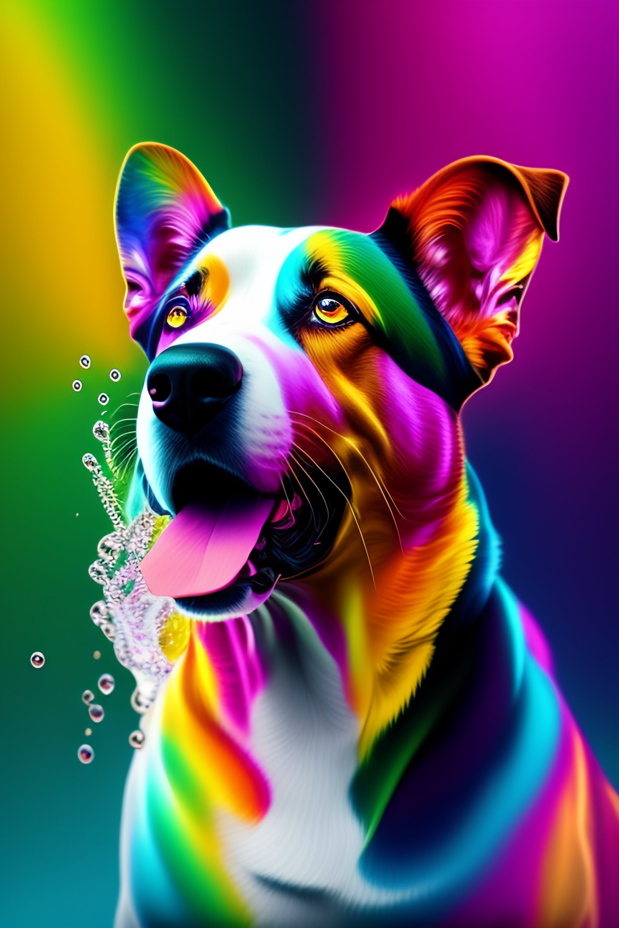 Lexica - Colorful abstract painting,dog with colorful pain,, water ...