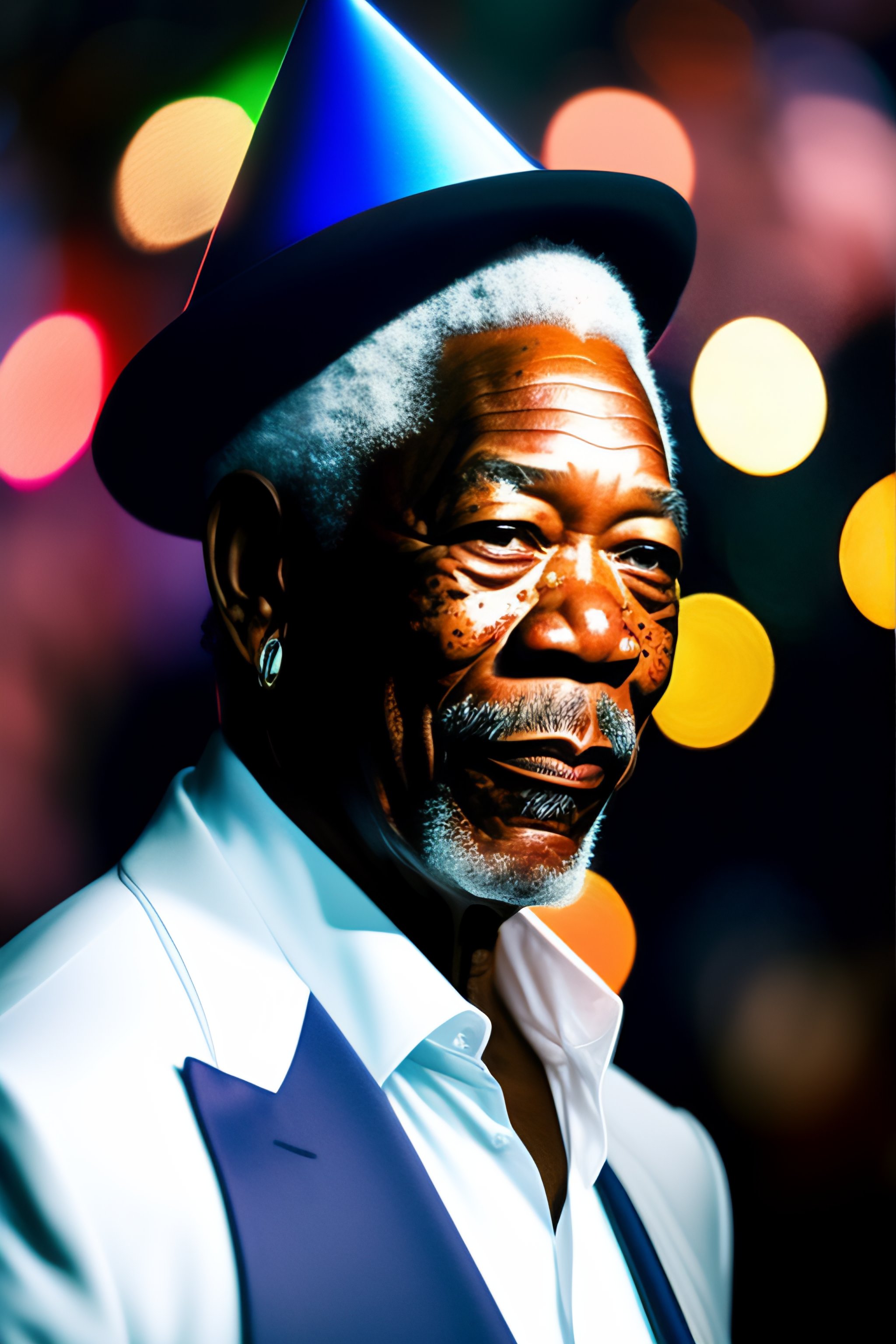 Lexica - Morgan freeman holding a sign that says "happy new year 2023 ...