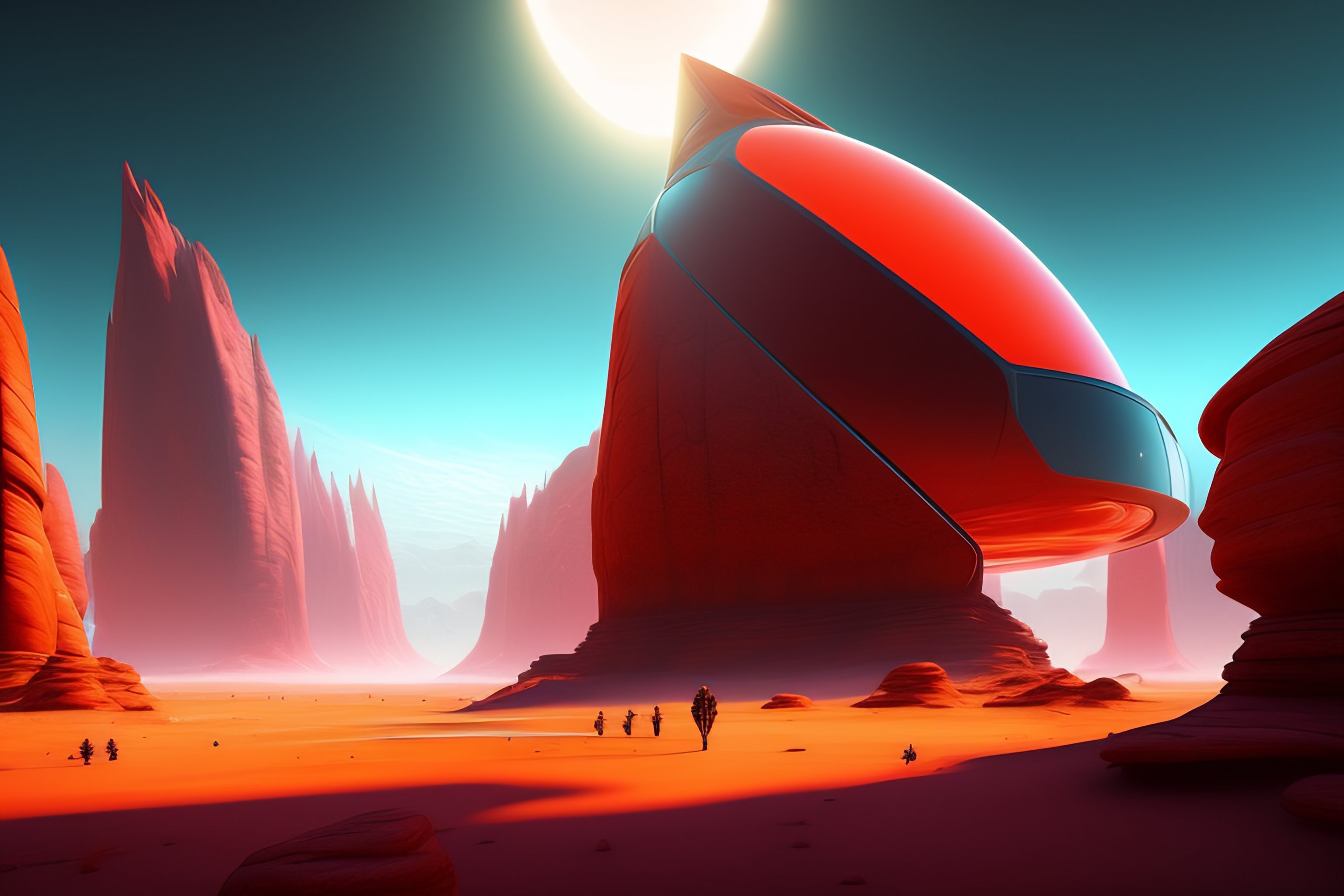 Lexica - Futuristic red environment city enclosed within a glass dome ...