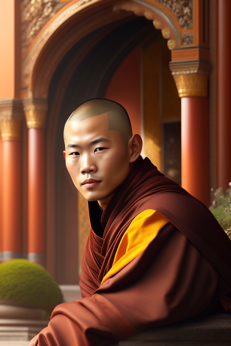 Lexica - Highly detailed portrait of a buddhist monk, front facing ...