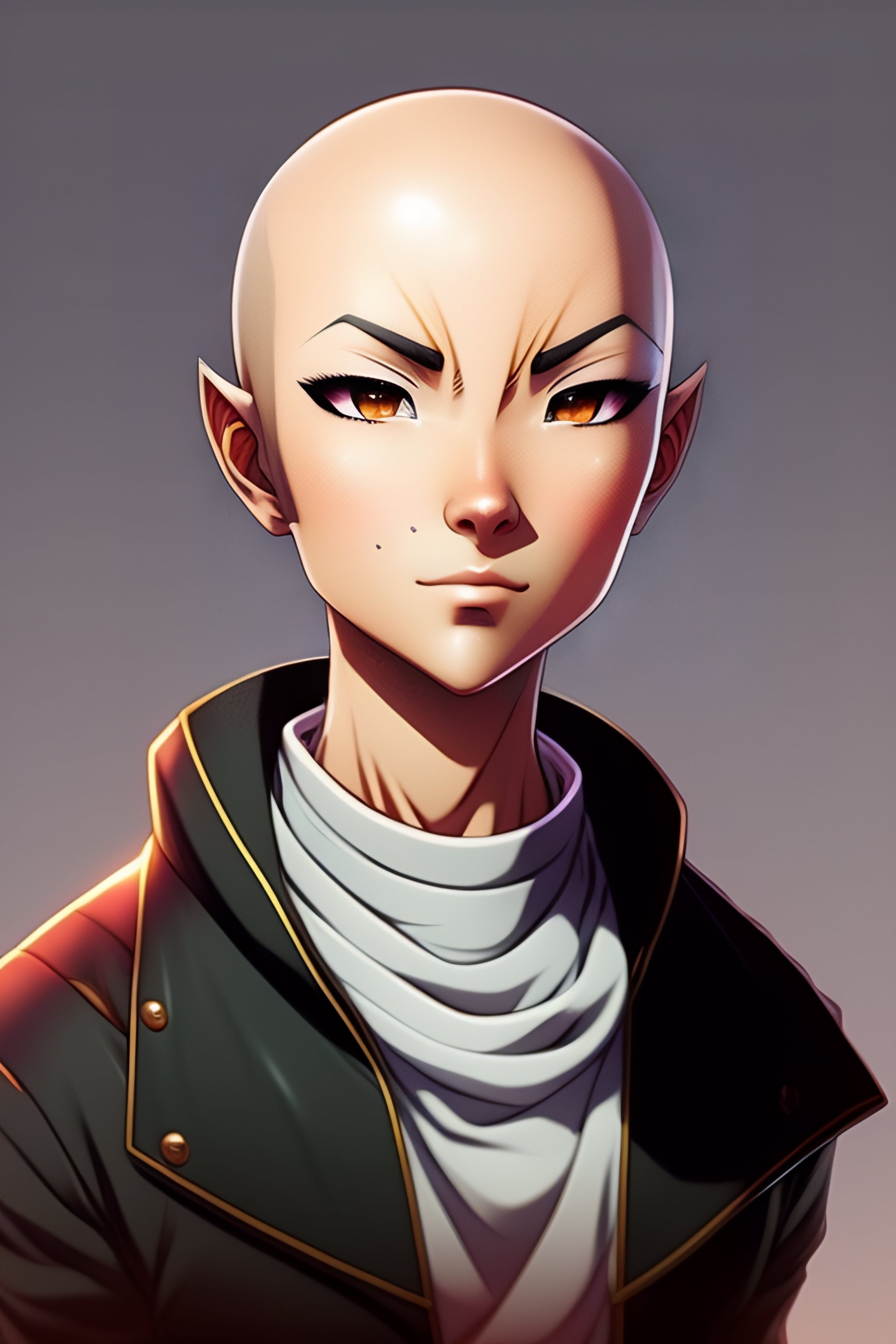 Lexica - Bald anime character, no expression, no emotion, no background ...