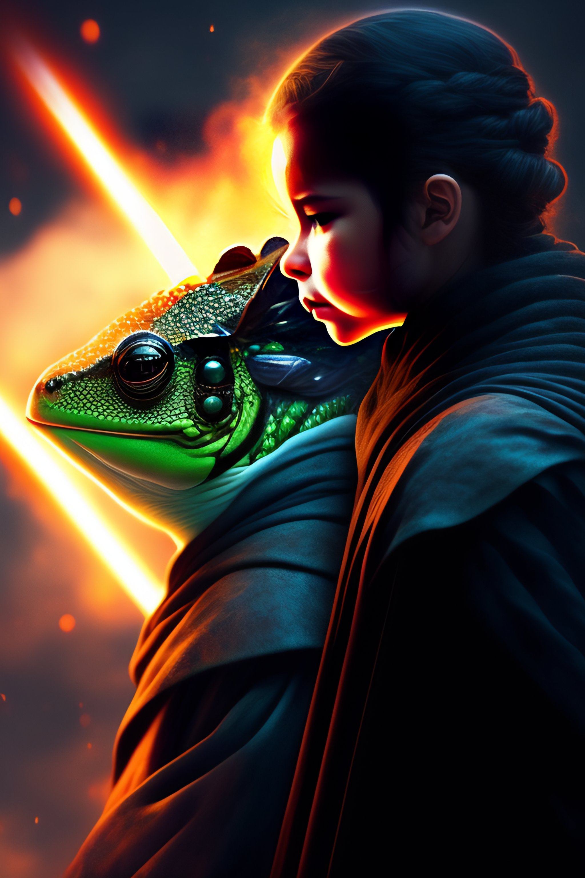 Lexica - Scribble art, fantasy, sharp hair, intricate, frog jedi, star ...