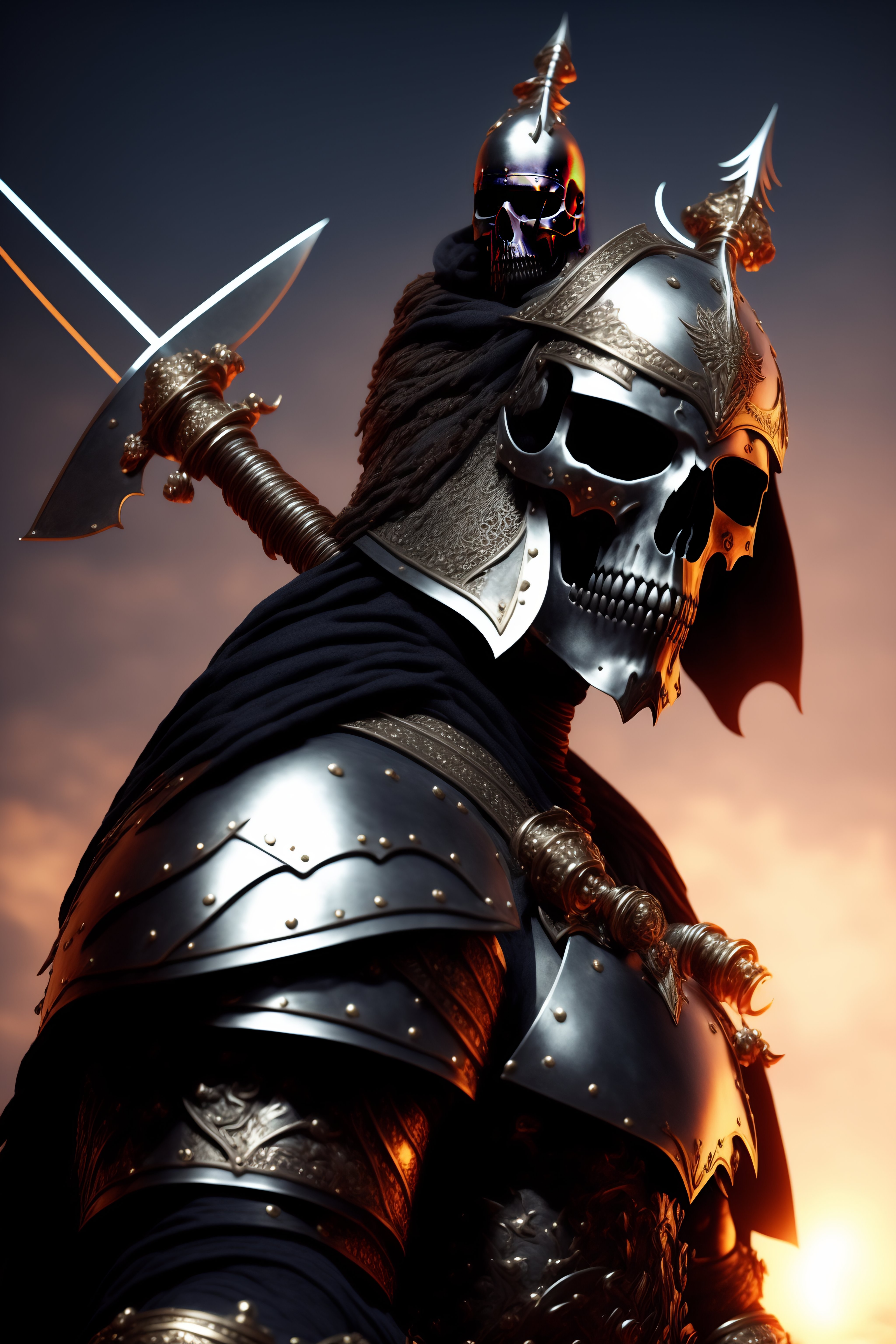 Lexica - Muscular man wearing full body bone armour and a skull mask ...
