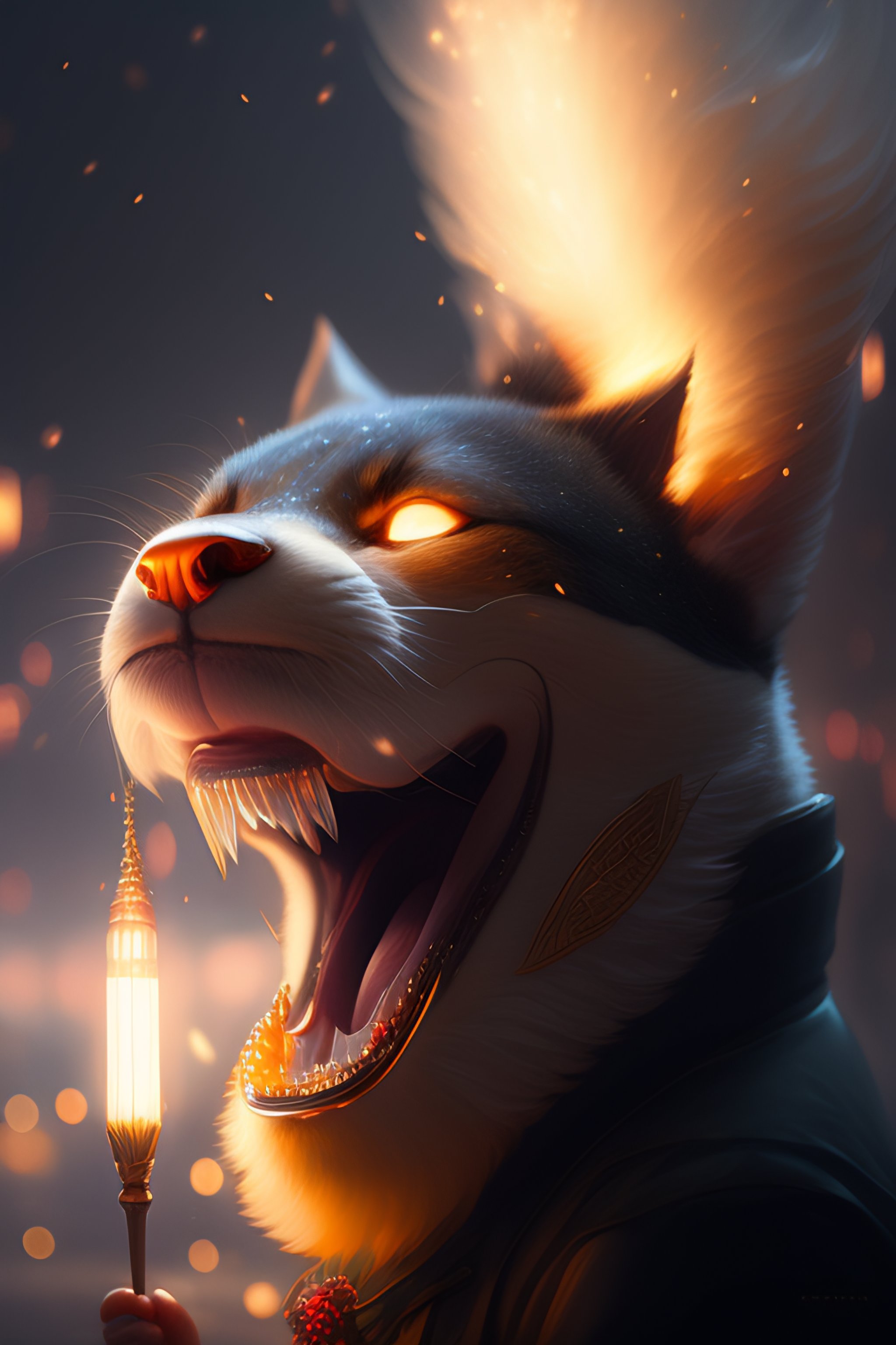 Lexica - Dental tooth character, fireworks, night festival, lens flare ...