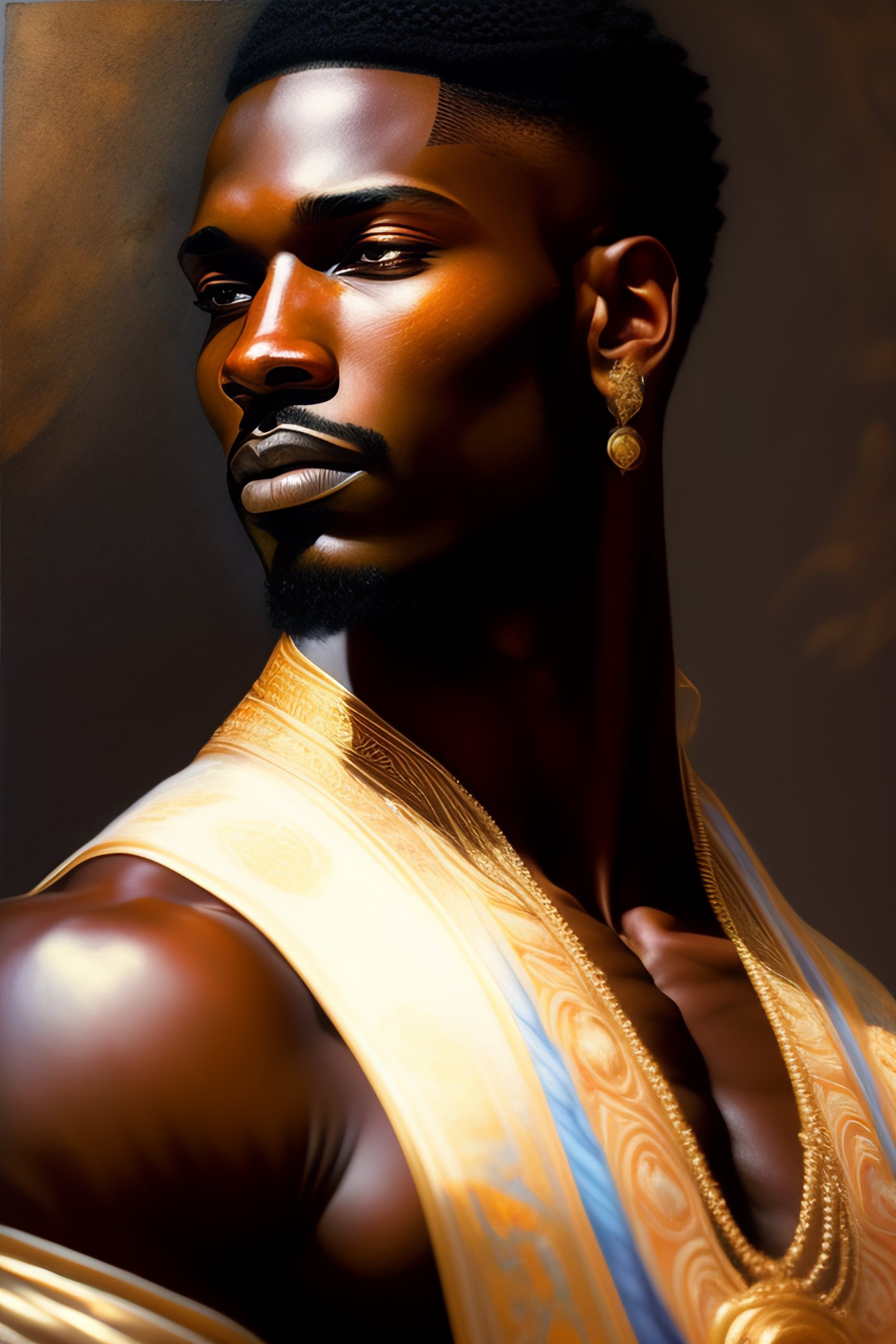 Lexica - A painting depicting a beautiful African man, god like, by ...