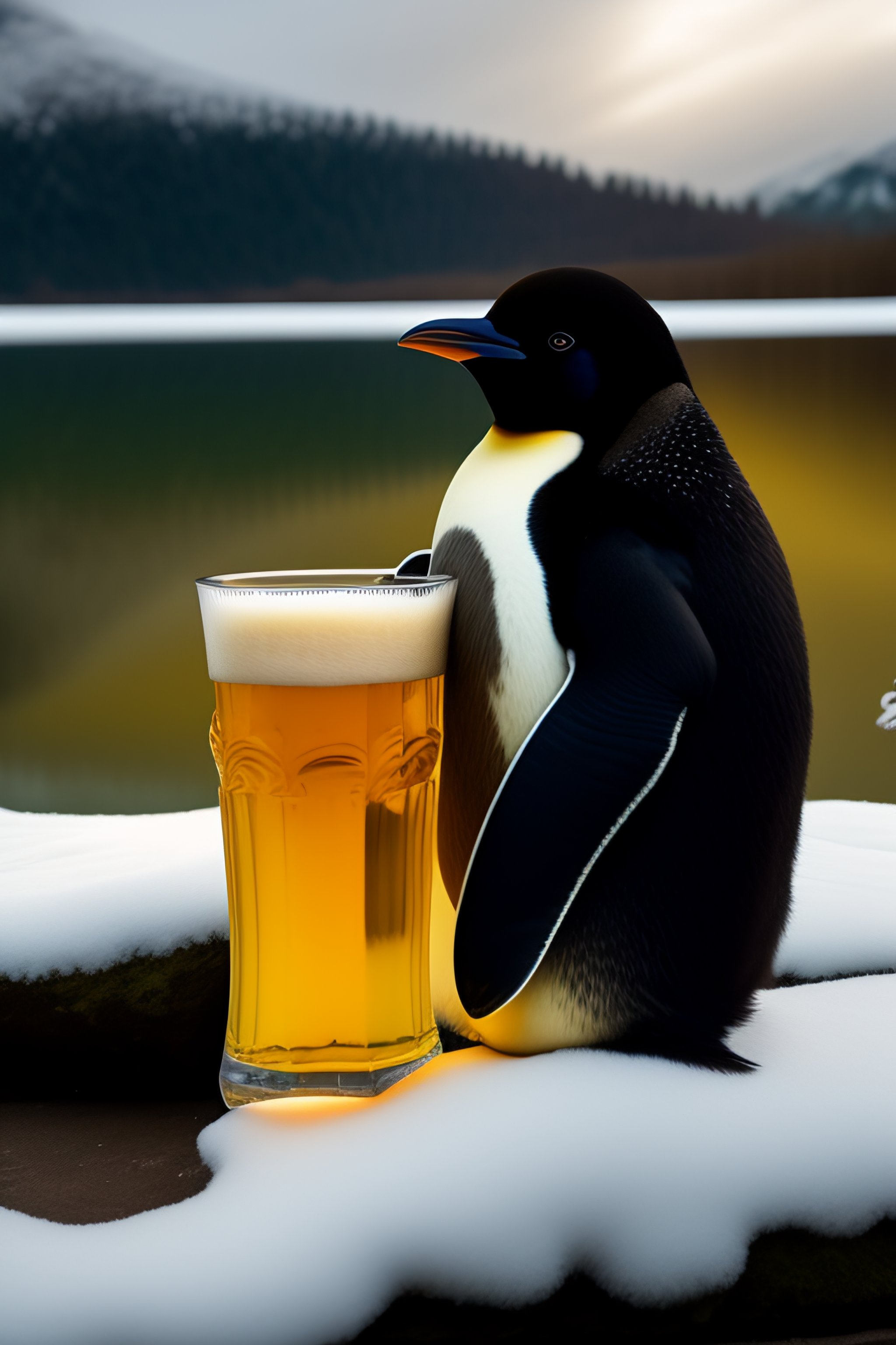 Lexica - Pinguin drinking beer in geramny