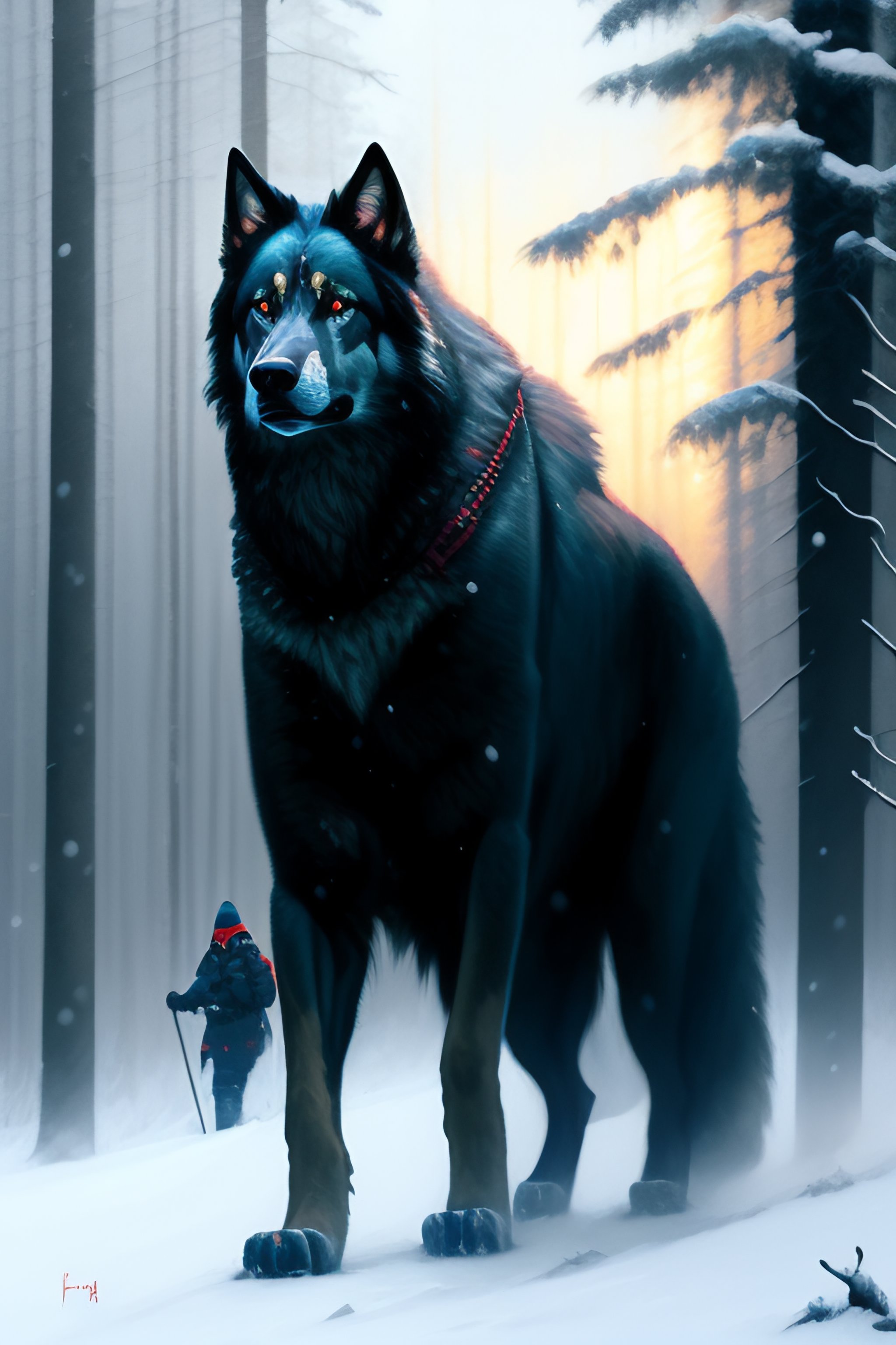 Lexica - Portrait of human transforming into werewolf Jakub Rozalski style