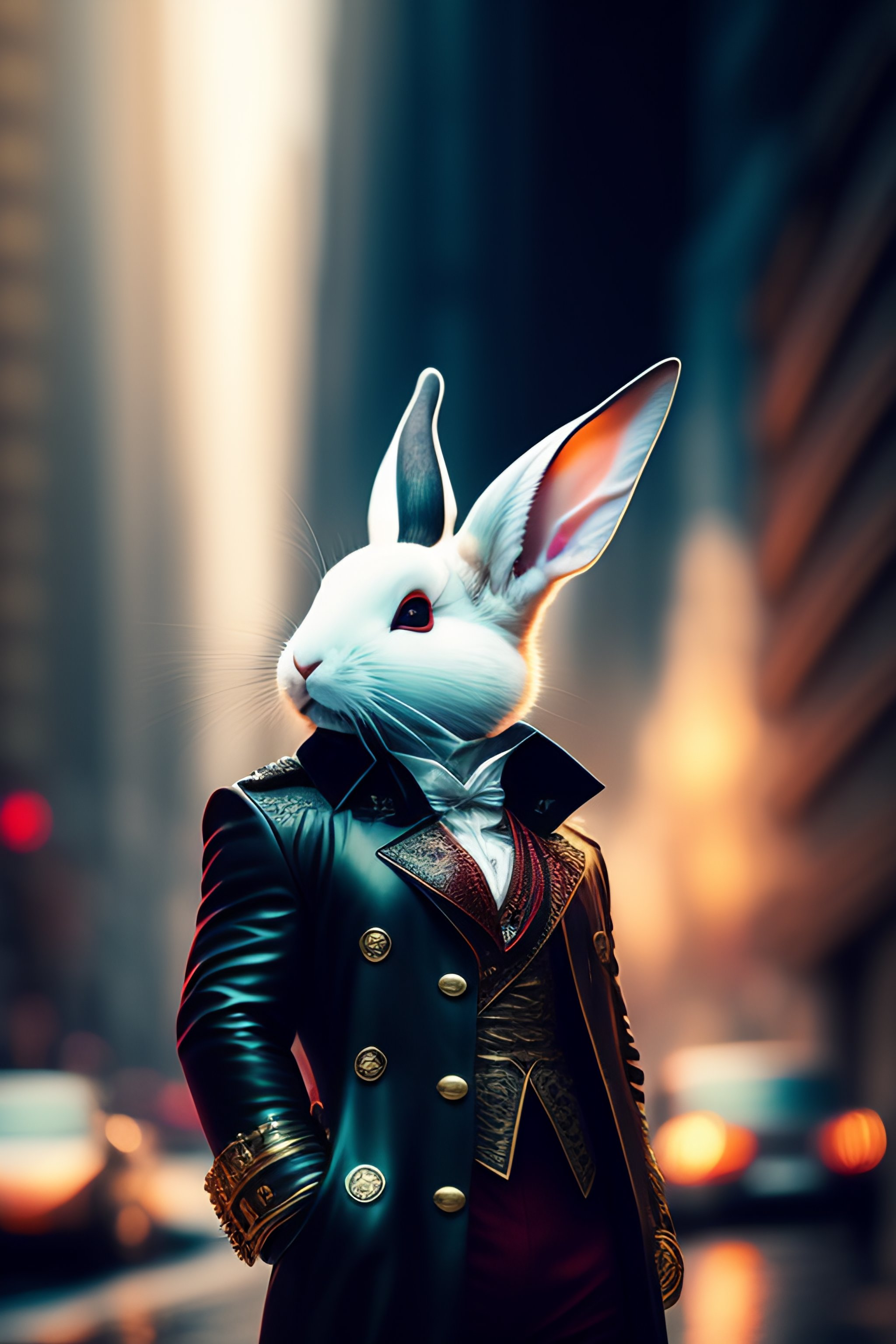Lexica - White rabbit, matrix, city, steampunk style, highly detailed ...
