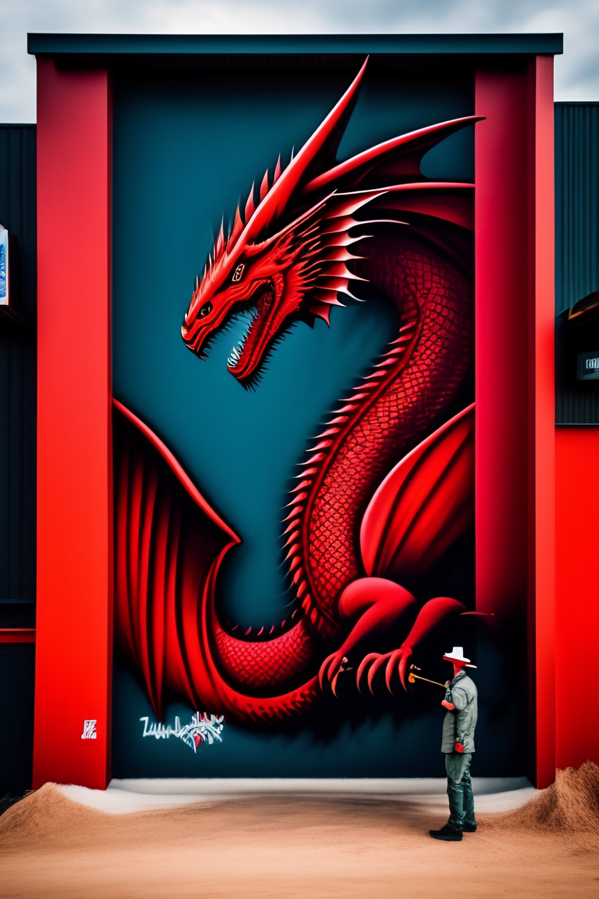 Lexica - Red dragon graffiti