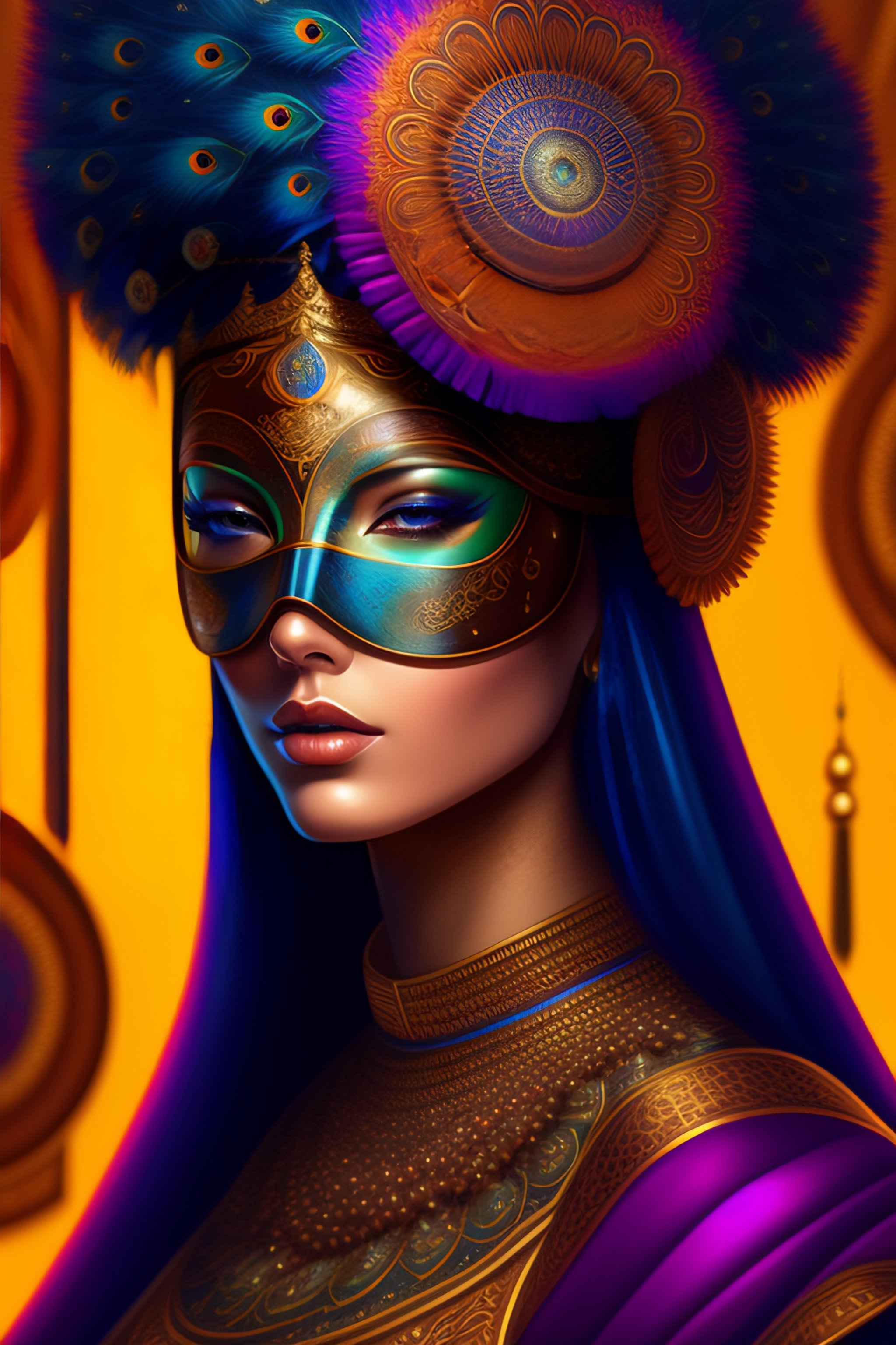 Lexica - Centered detailed portrait of a masked woman wearing a ...