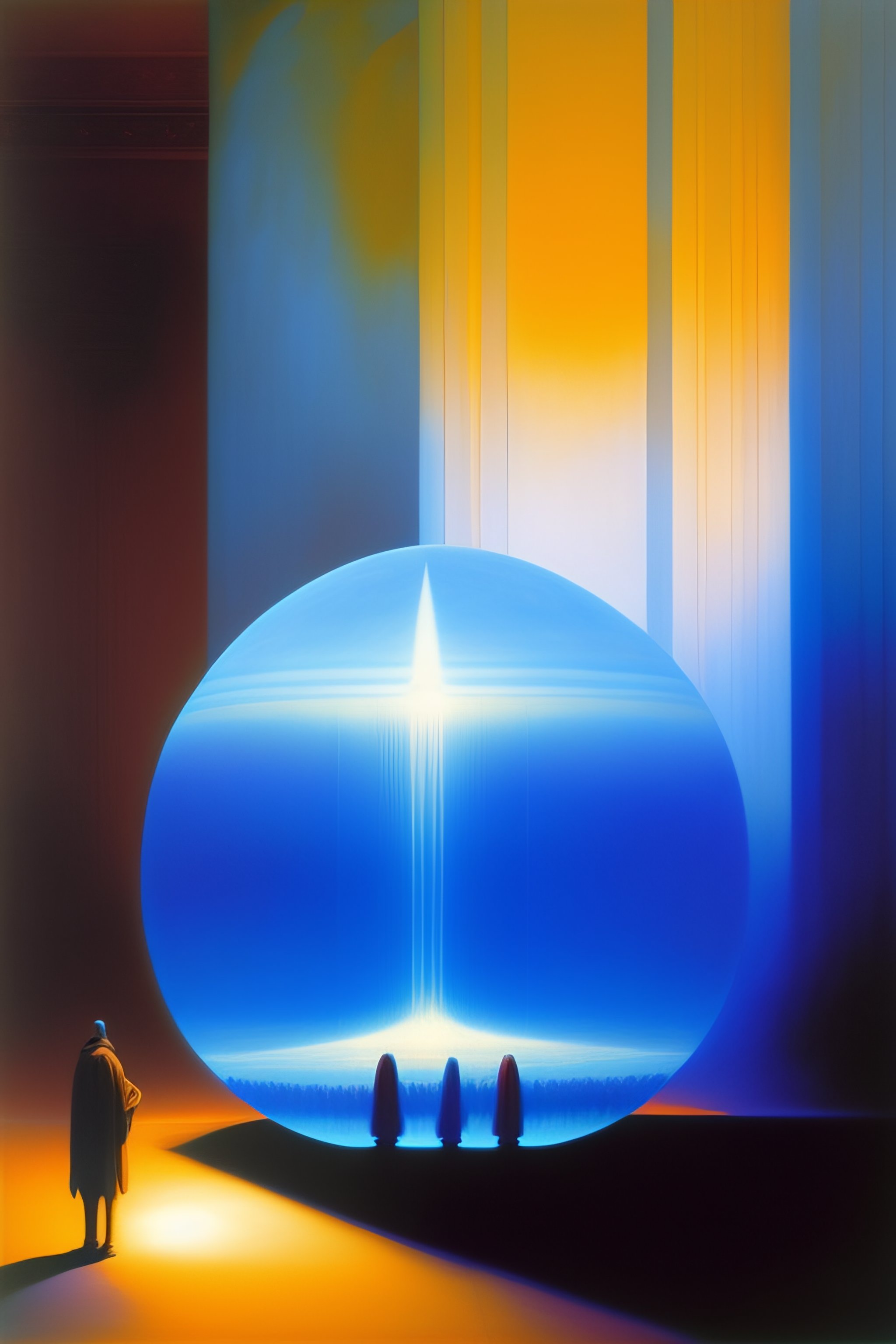 Lexica - Worshippers in robes huddled around a very complex gigantic ...