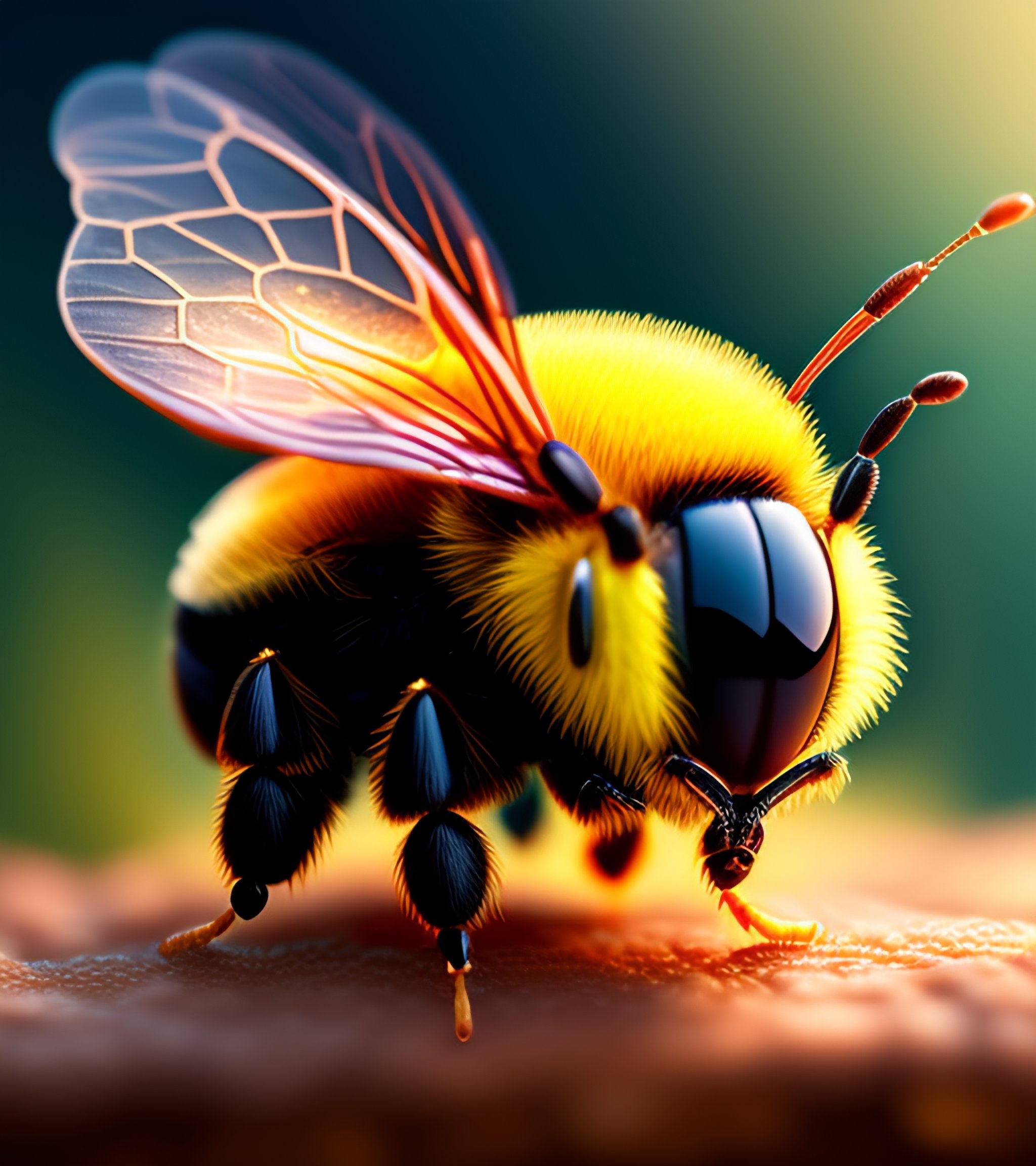 Lexica - Angry bee that likes coffee with red eyes and knight armor