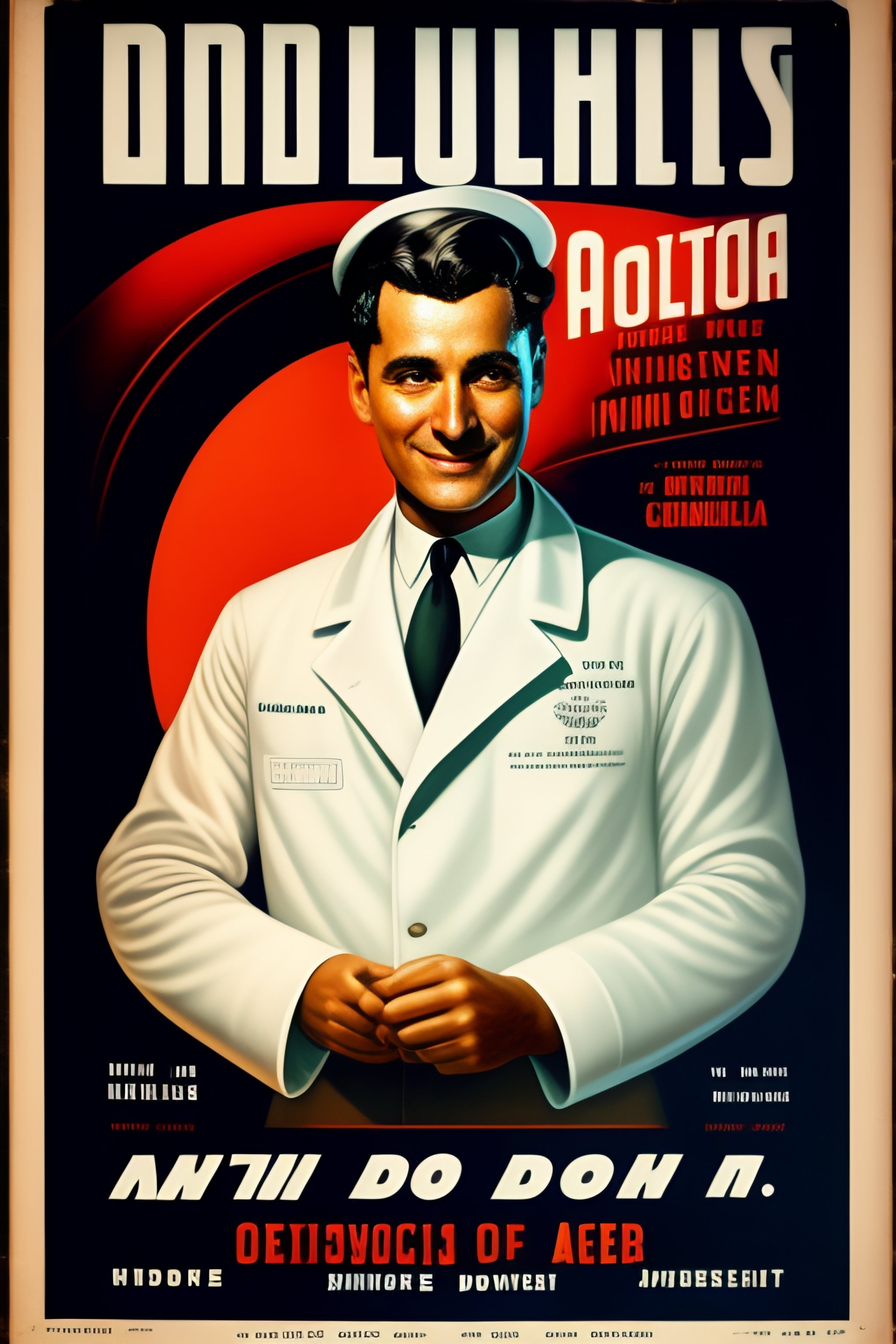 Lexica - 1945 pulp magazine poster of a middle aged man doctor in a ...