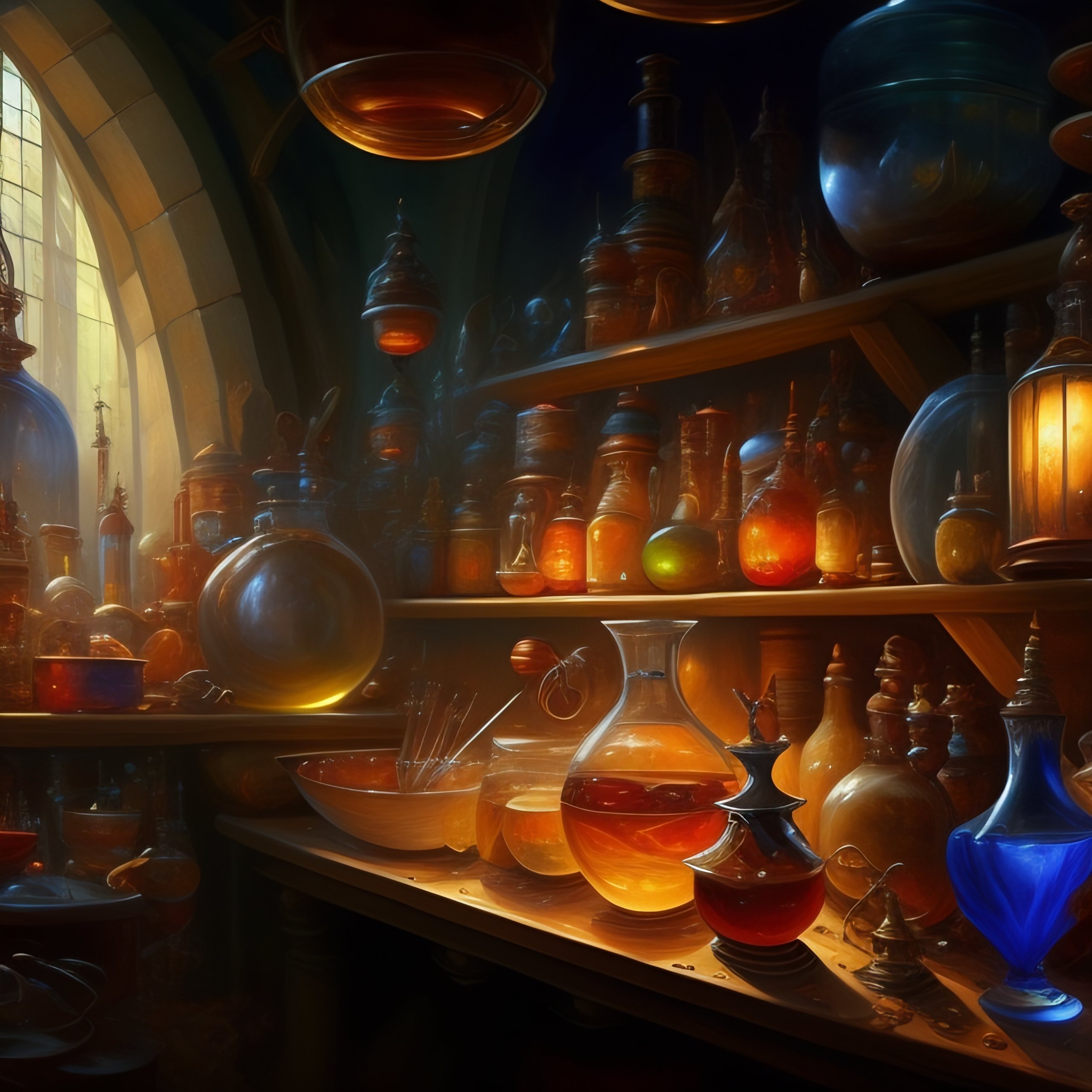 Lexica - Surreal abstract painting of a cluttered fantasy medieval ...