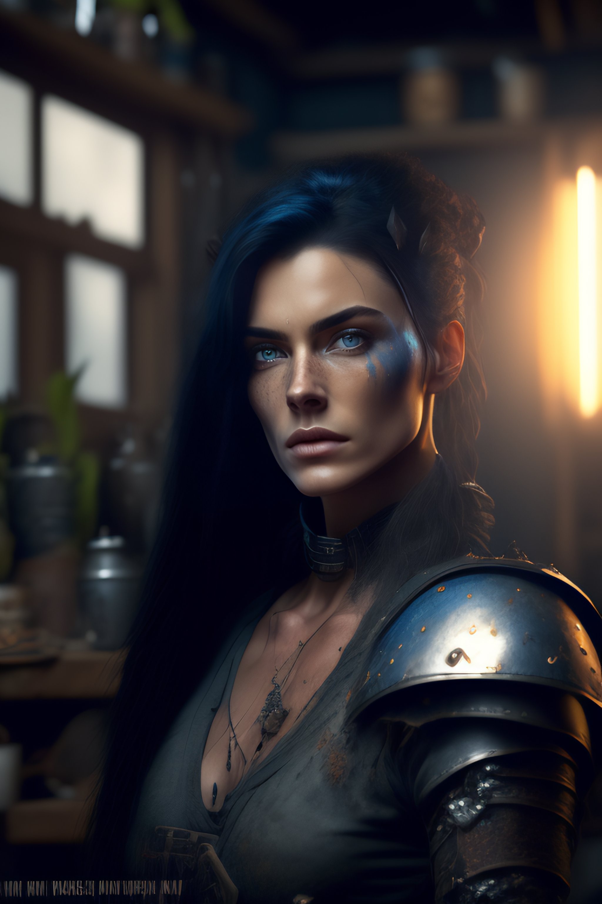 Lexica - Dark and gloomy full body 8k unity render, female cyborg, Blue ...