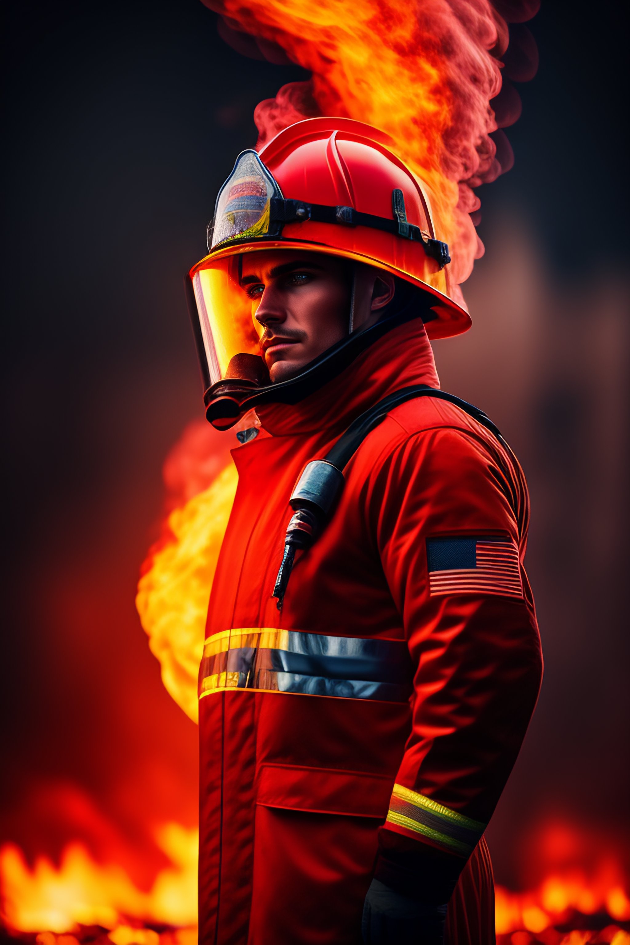 Lexica - Firefighter, wear fire suit and fire helmet, high detail ...