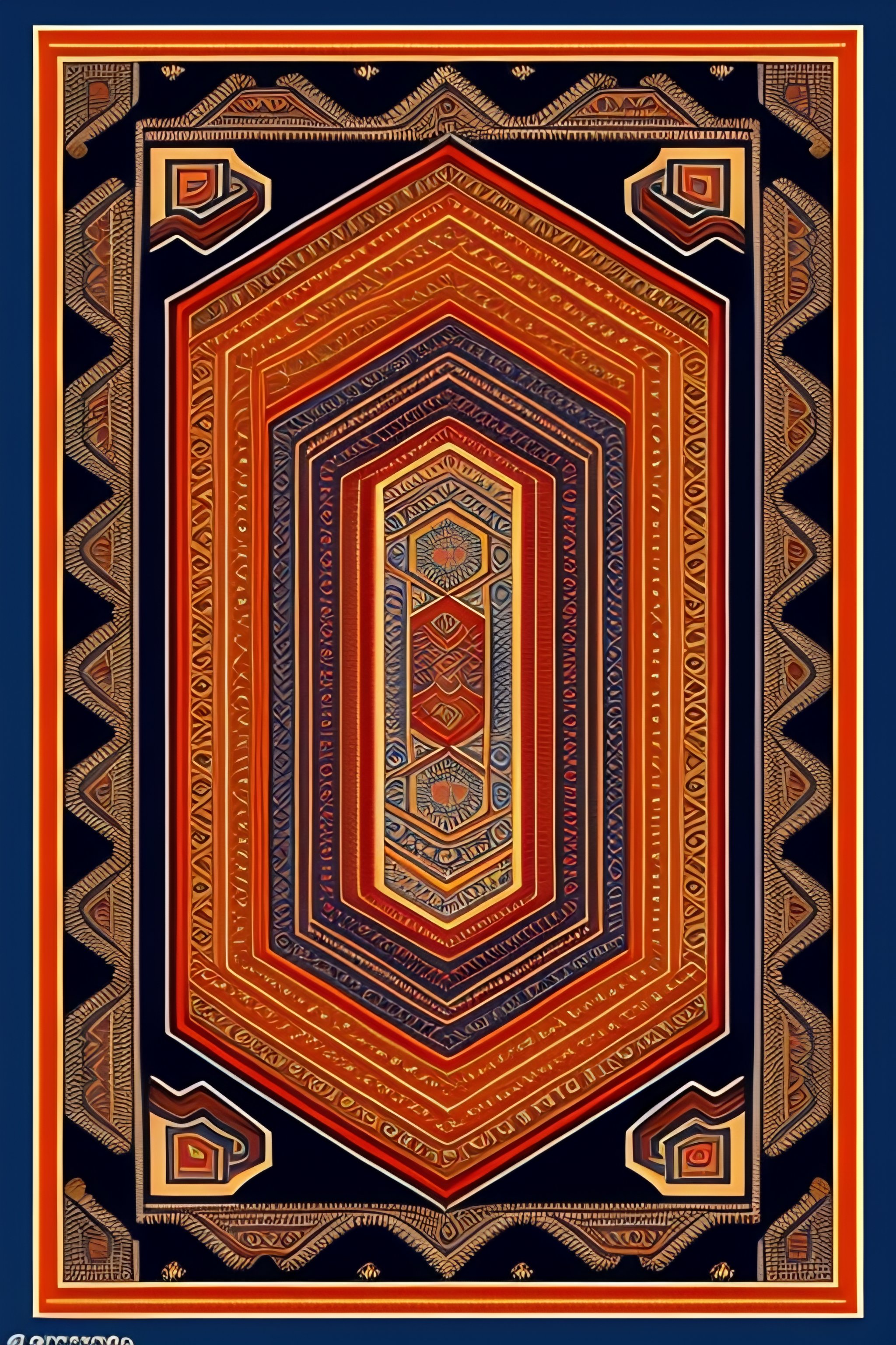 Lexica - Futuristic folkloric russian rug hand drawn