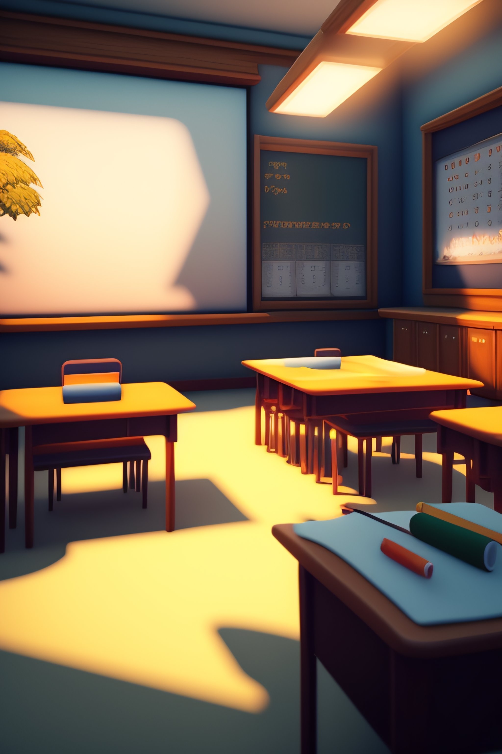 Lexica - School classroom,artstation, ghibli studio,4k, sharp , anime style