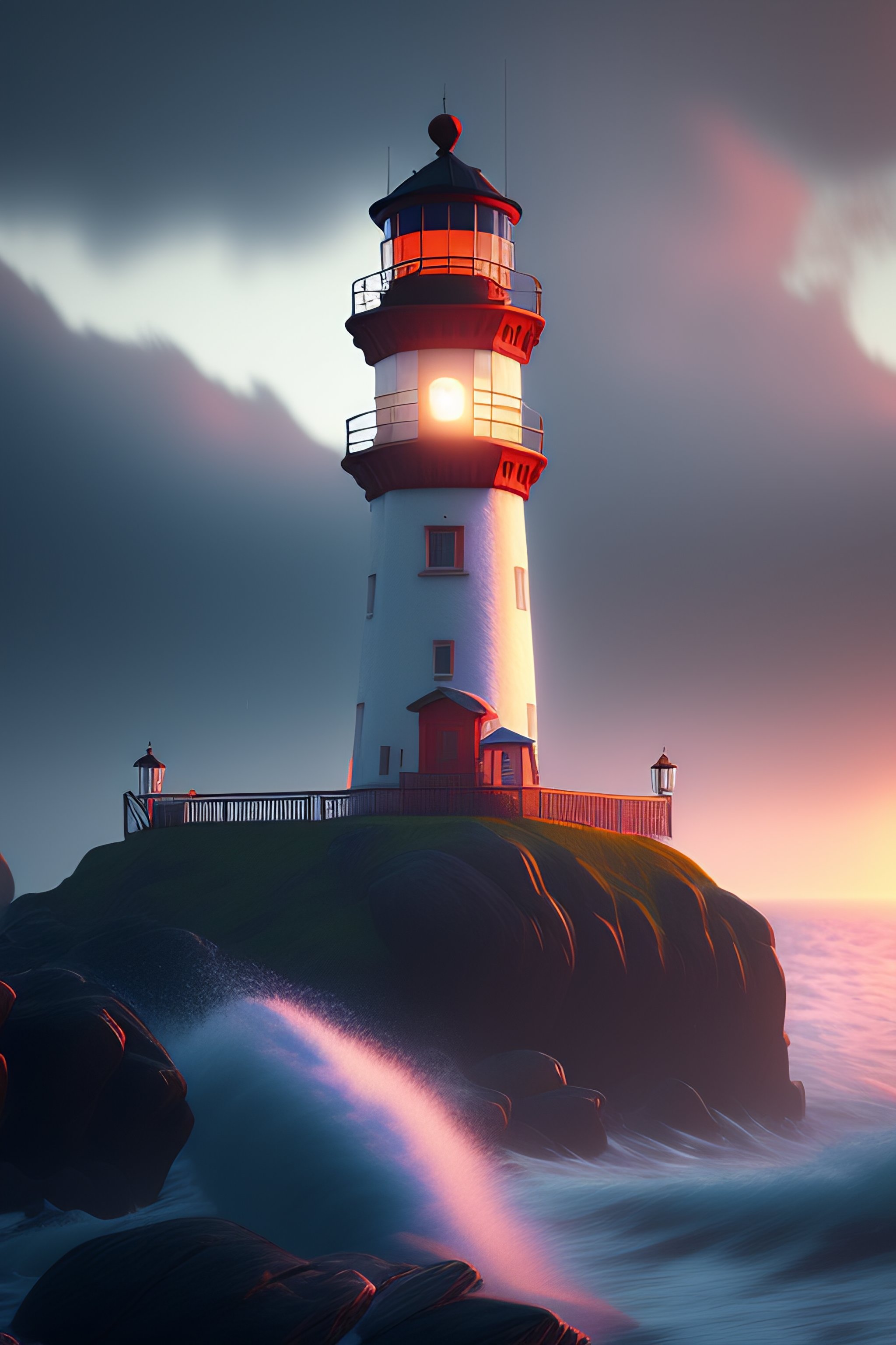 Lexica - Painting of 8k ultra-realistic lighthouse on island, heavy ...