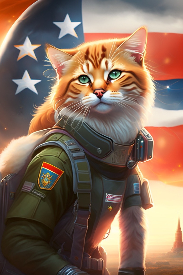 Lexica - Girl, blond hair, ginger cat, cosmos, military, army, uniform ...