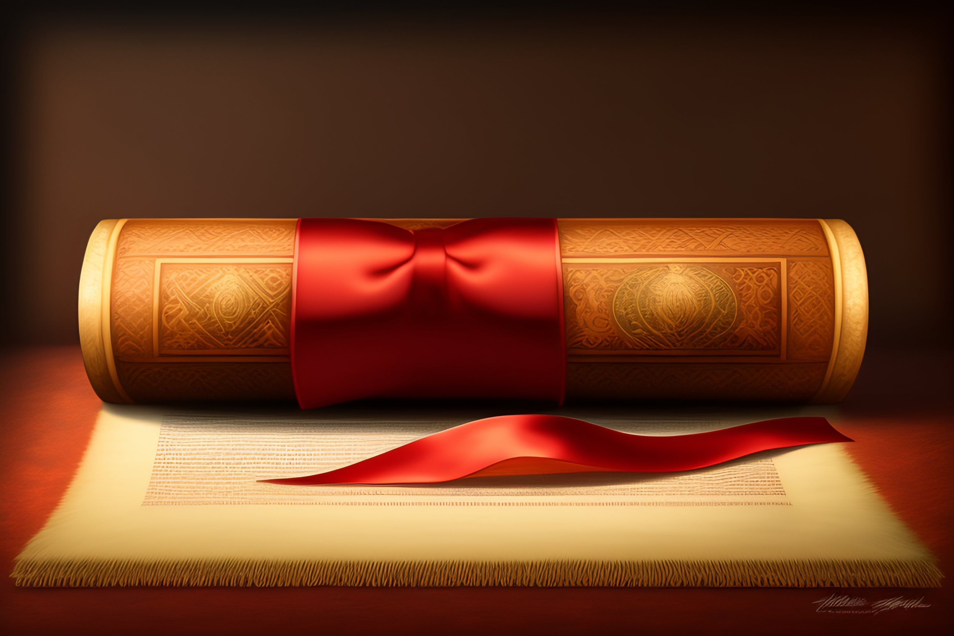 Lexica - A painting of an ancient thick scroll of parchment with brown ...