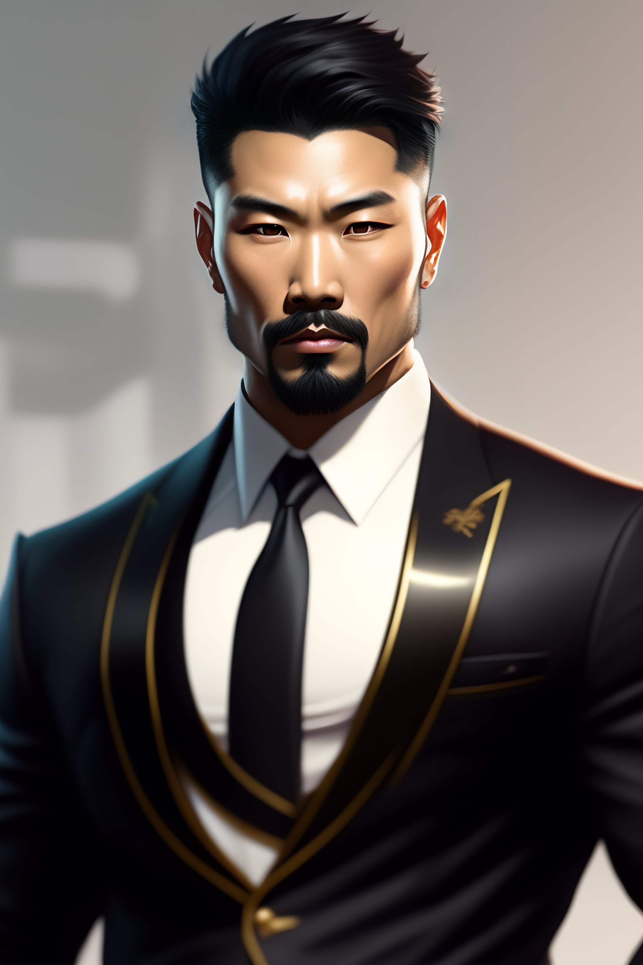 Lexica - A highly detailed illustration of fierce short black haired ...