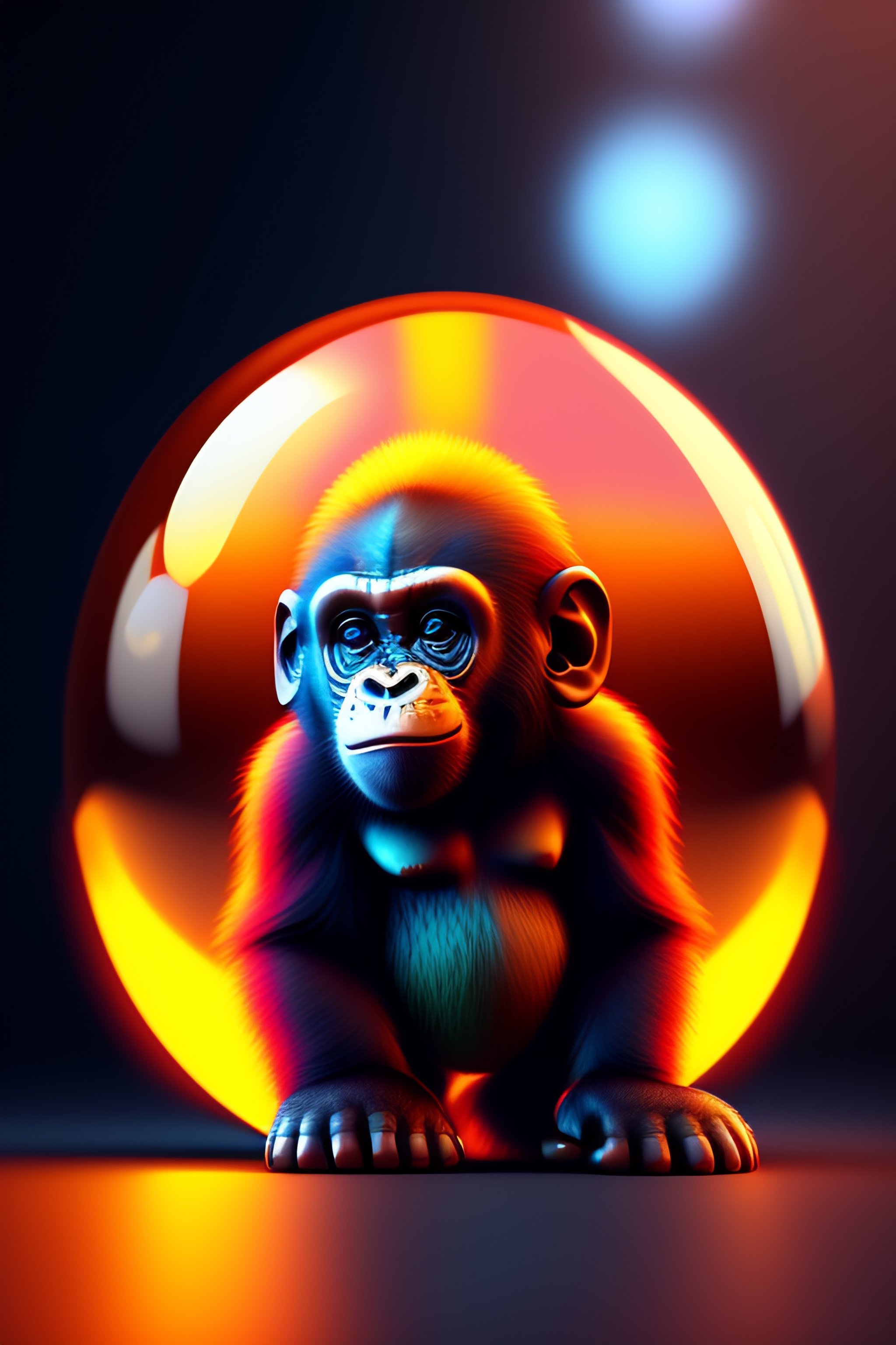 Lexica - A cute adorable baby ape made of crystal ball with low poly ...