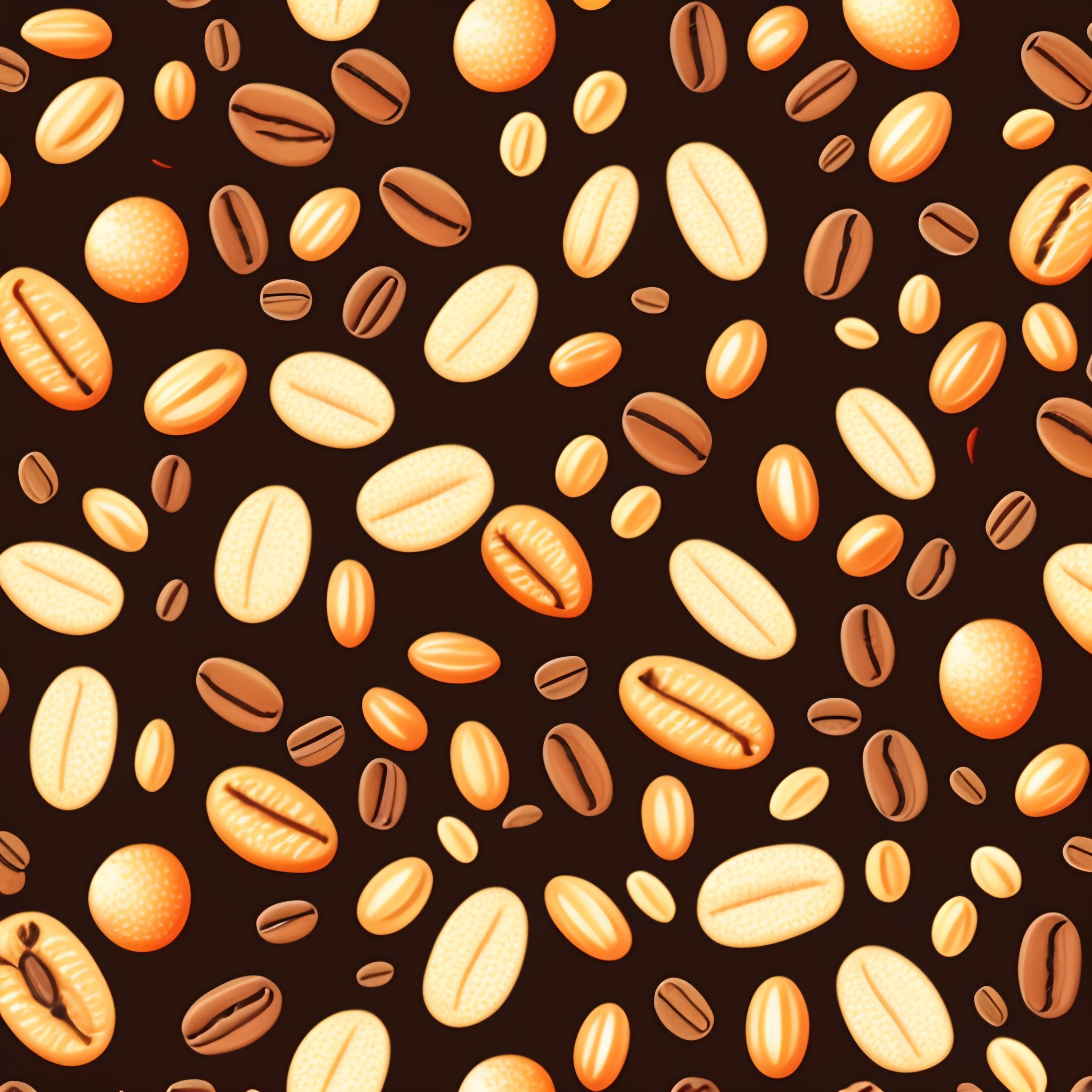 Lexica - Coffee grain, pattern, roasted, 2d illustration, flat.