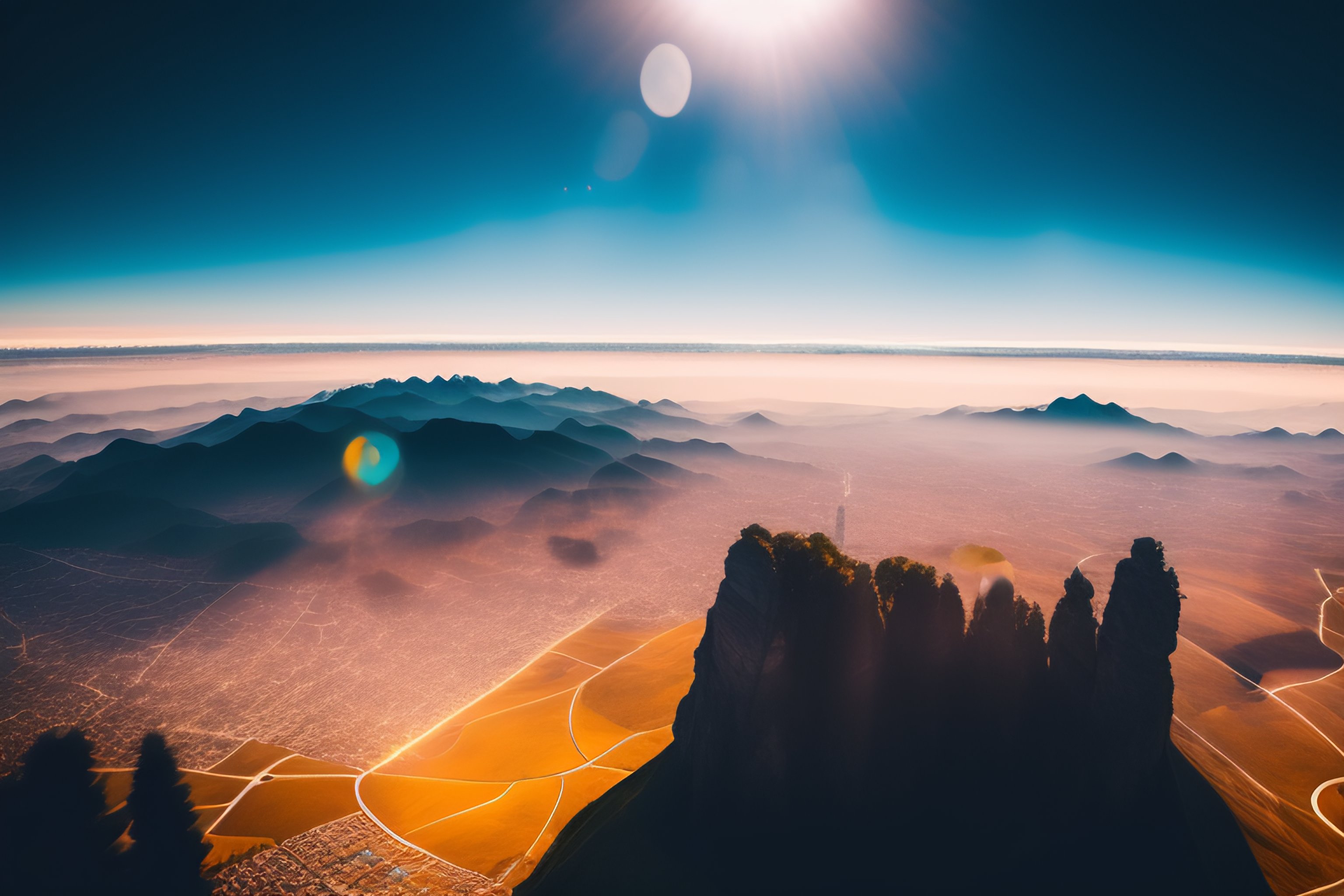 Lexica - Flying human over city