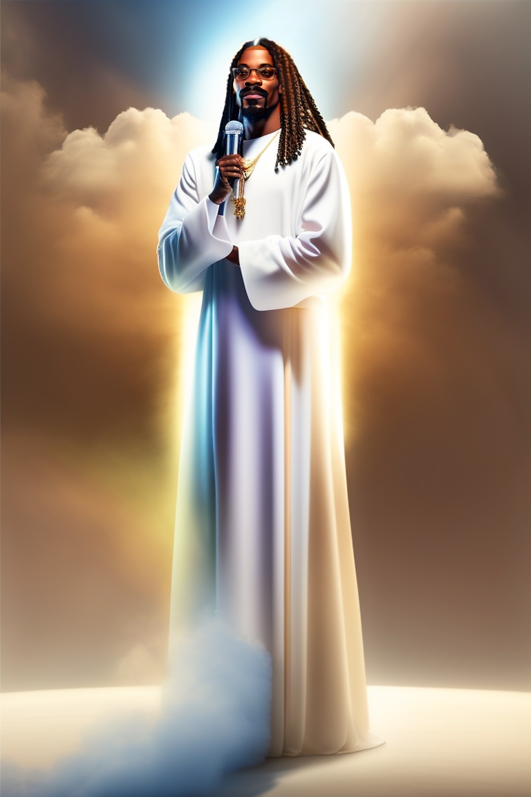 Lexica - Snoop dogg in Jesus mode, wearing a white garment with the ...