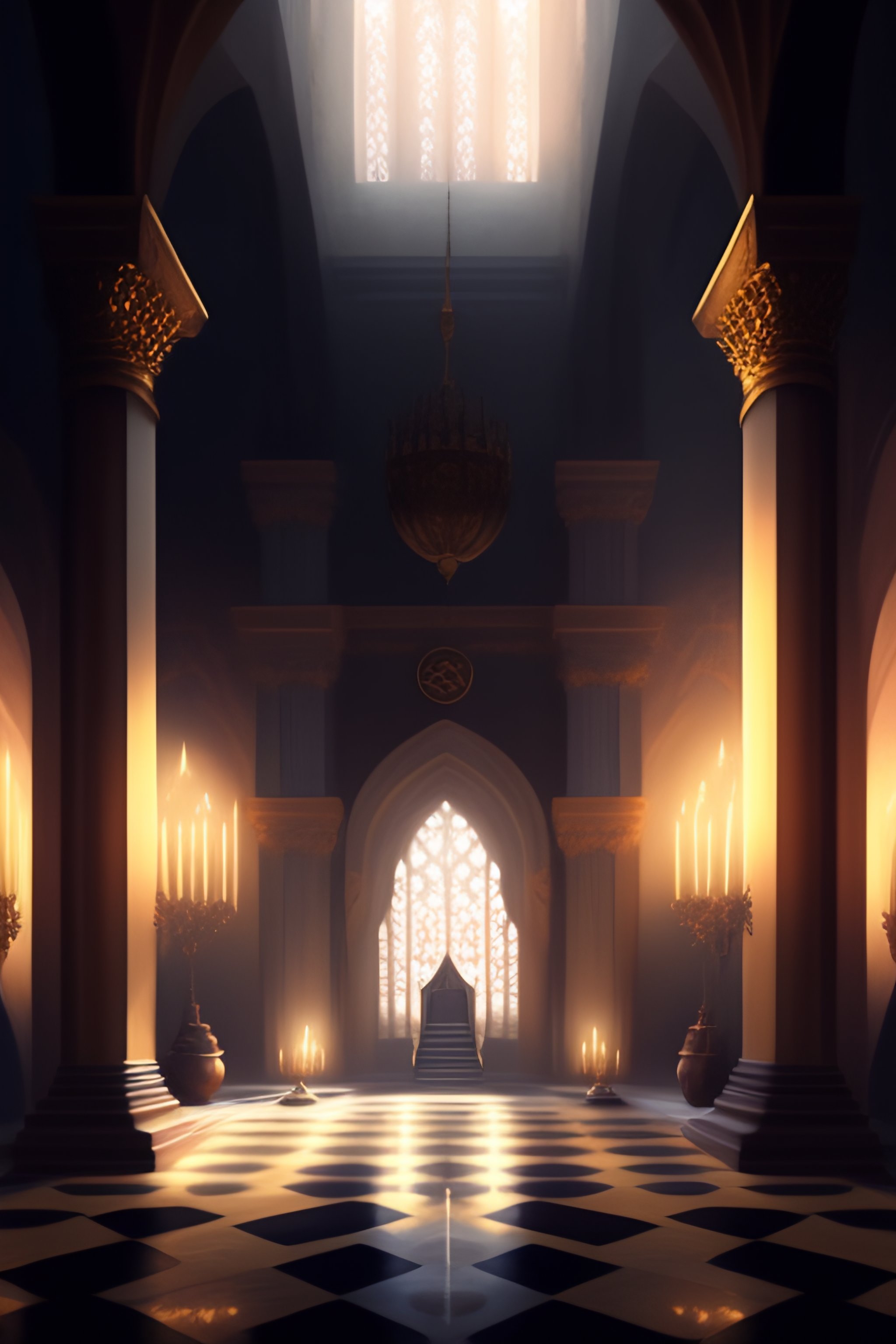 Lexica - Middle ages throne room, empty, dim light | | realistic shaded ...