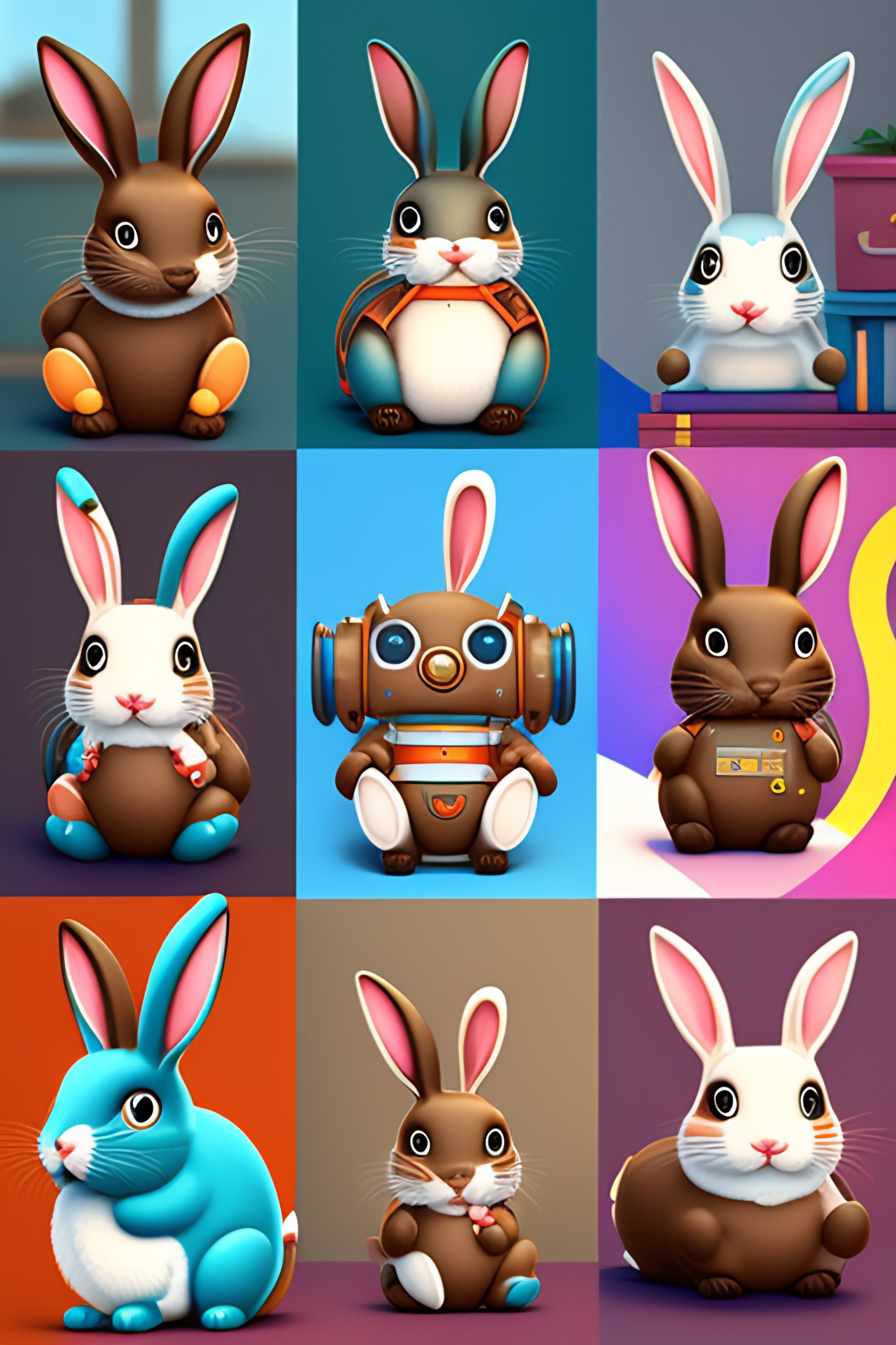 Lexica - Bunny robot working on a tablet and sitting in the front of ...