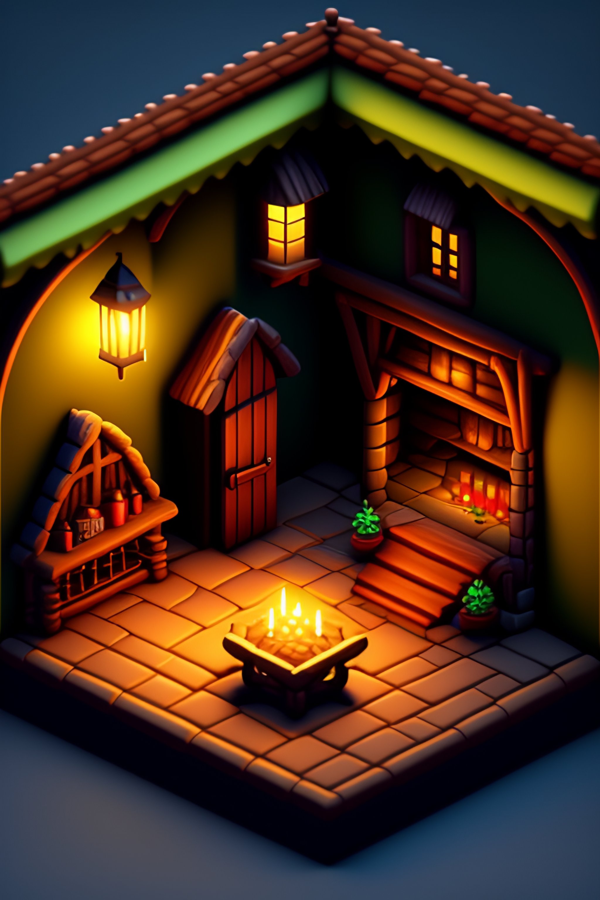 Lexica - Isometric render of the inside rooms of a scary medieval ...