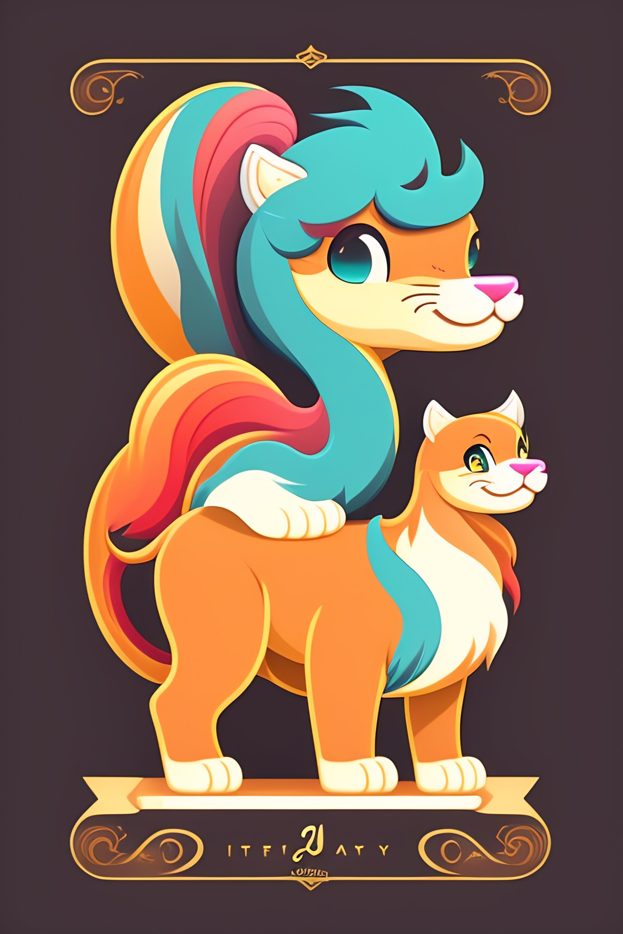 Lexica - Flat CUTE merlion 2d character design vector