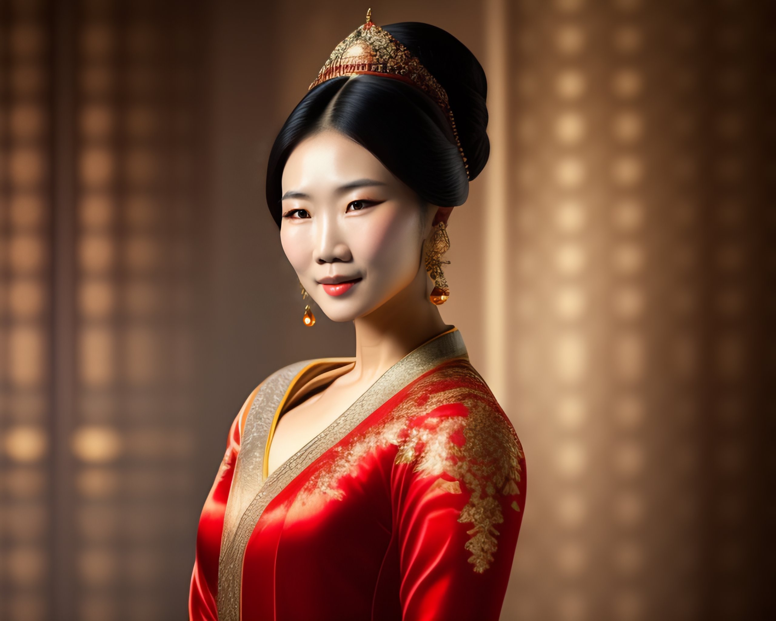 Lexica - Asian Woman, shoulders, mouth, parted red libs, skin, full figure, intricate, elegant ...