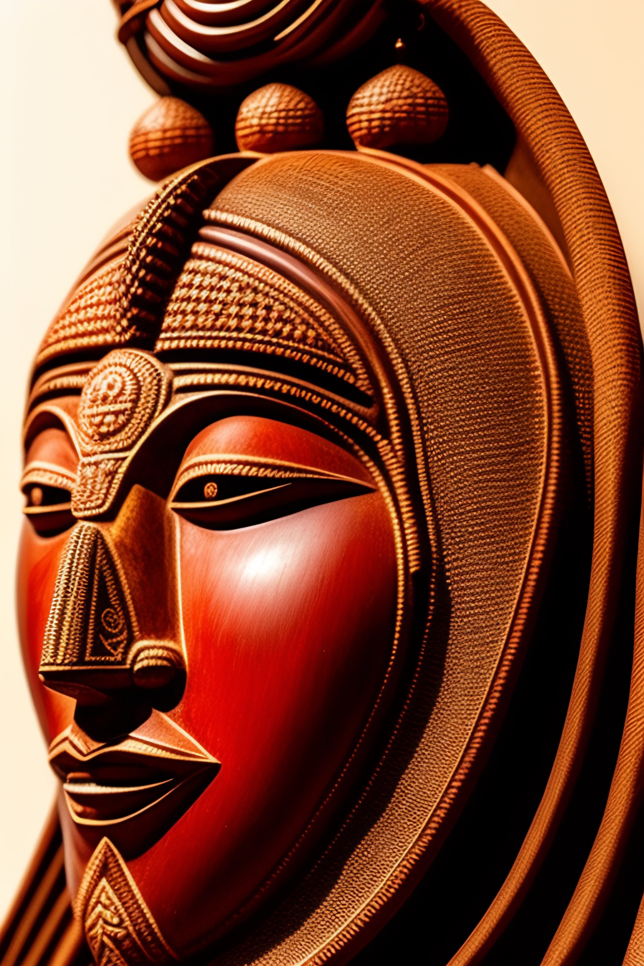 Lexica - Pencil ultradetailed sketch of the necromancer Benin mask, red ...