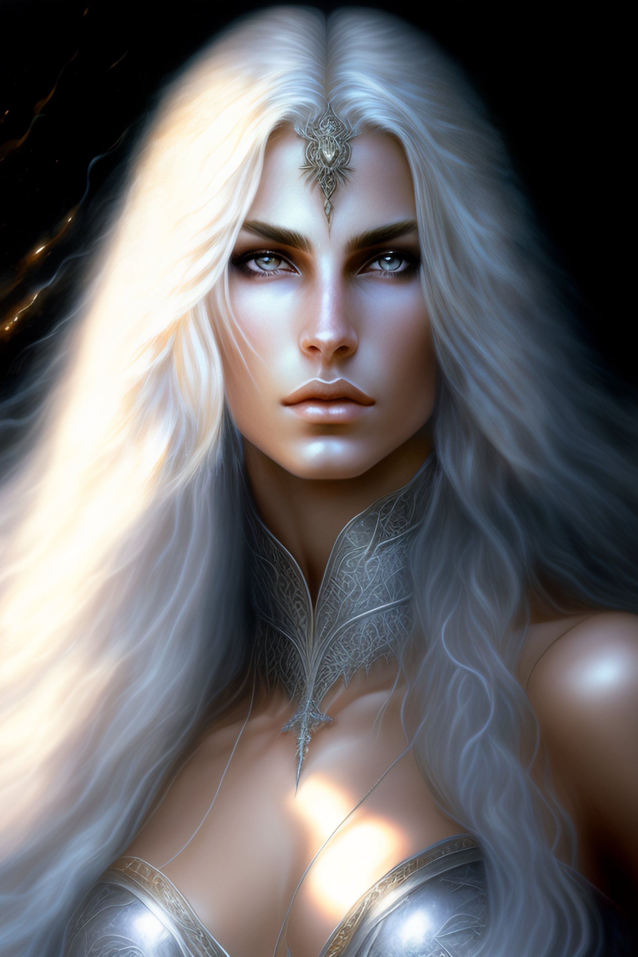 White Hair Tan Skin Art