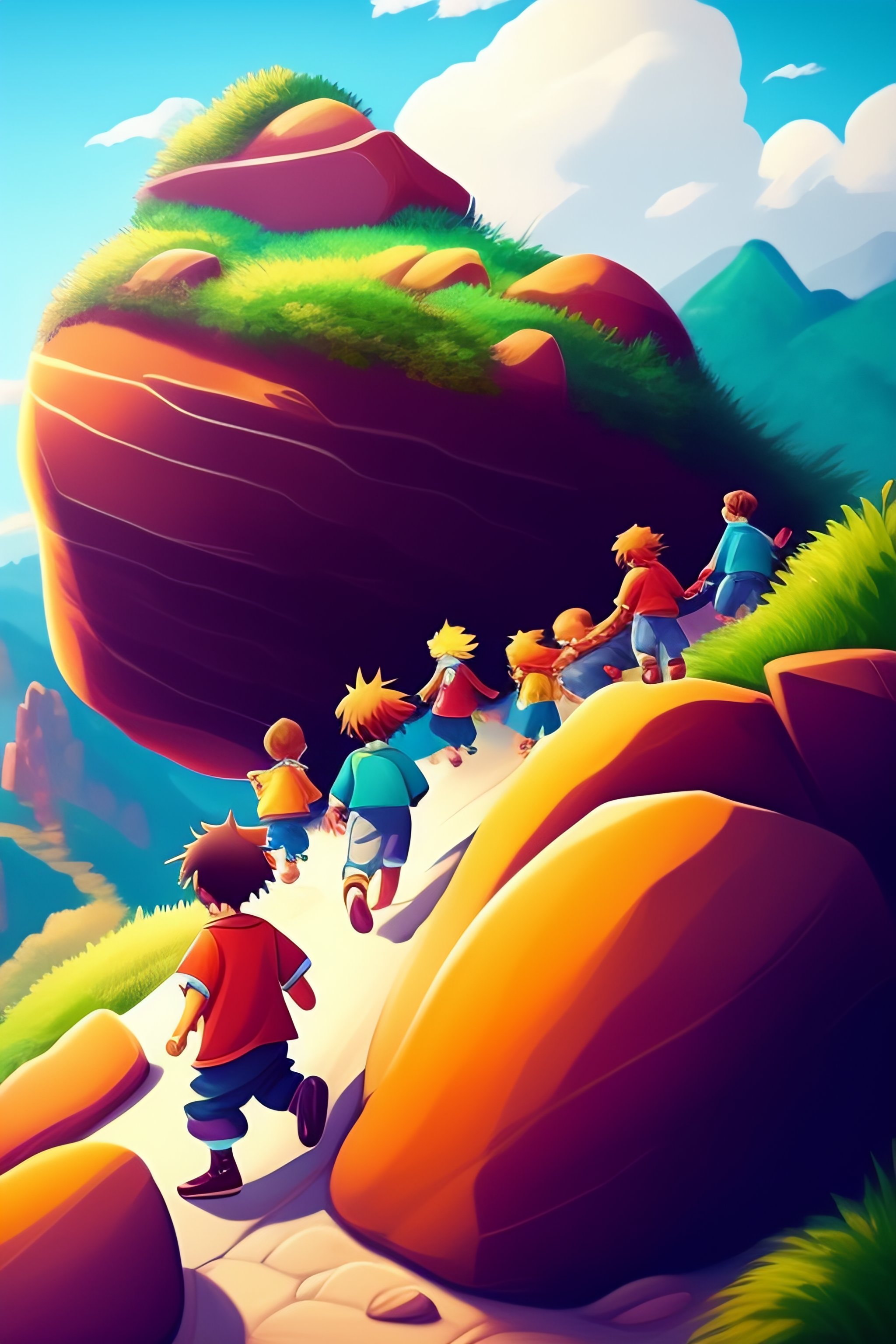 Lexica - Twenty Small Childrenpush a large boulder up a steep hill in ...