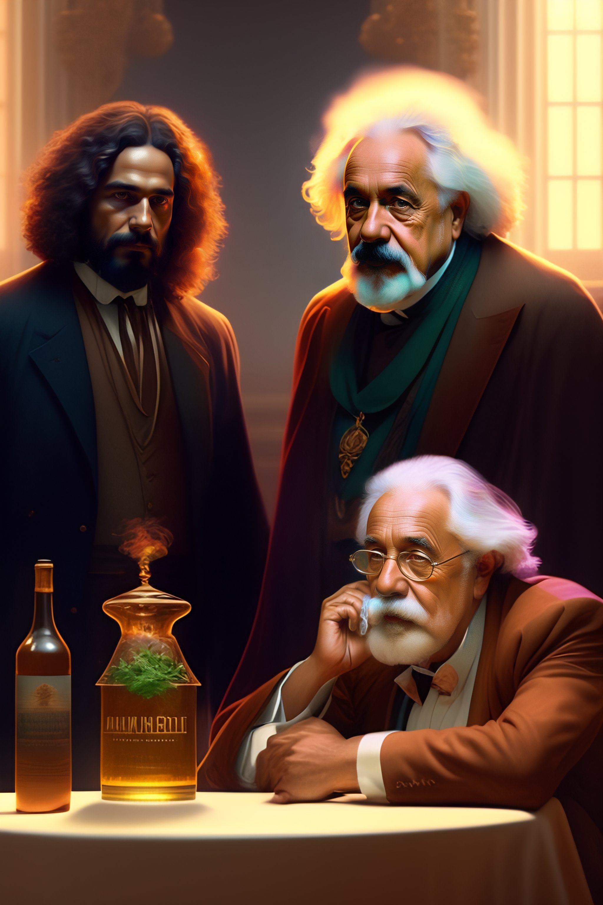 Lexica - Jesus, einstein and darwin are smoking weed, drunk, in the ...