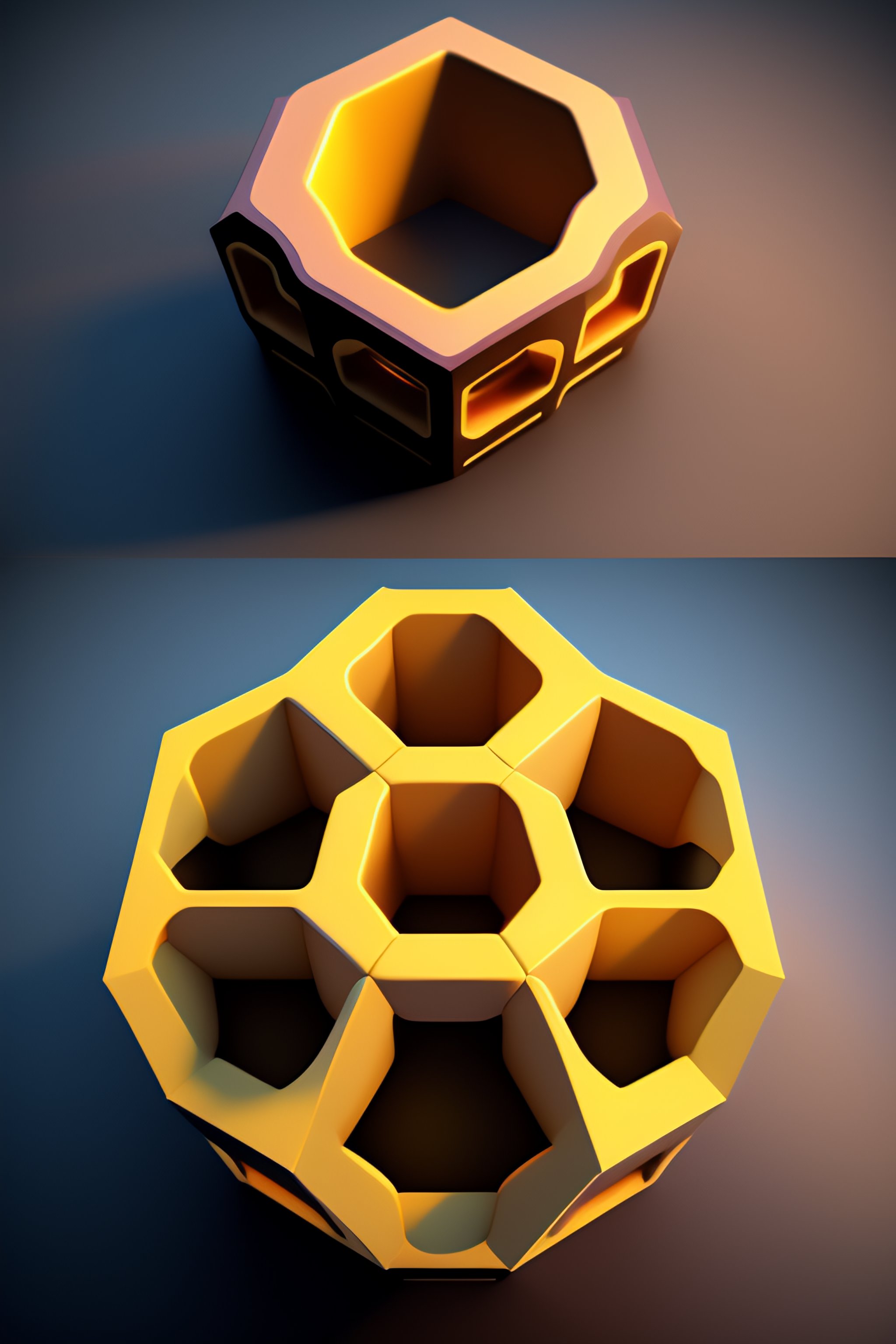 Lexica - A hexagonal library, like a 3d render in each box there is an ...