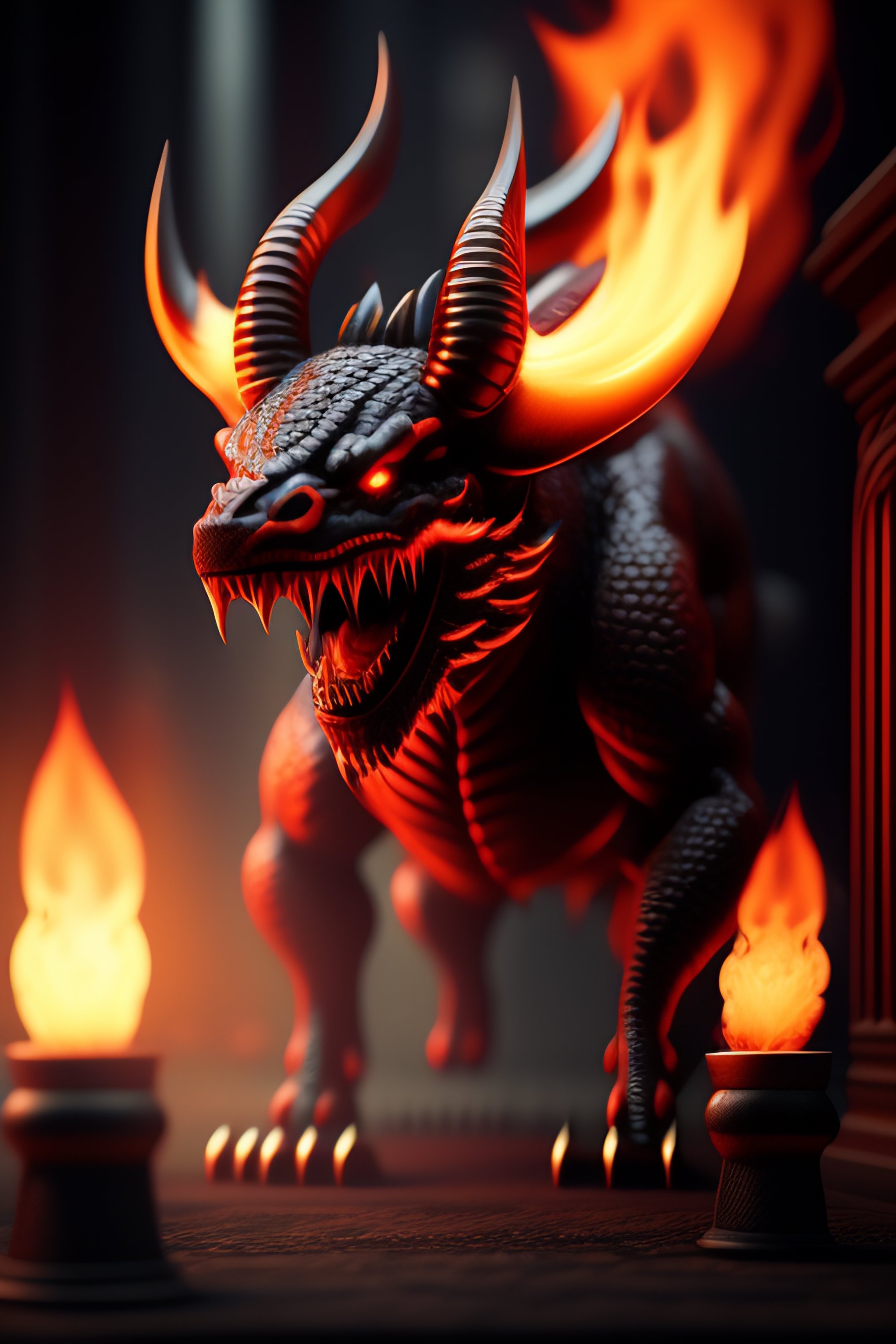 Lexica - Devil terrifying monster, fire, sharp detail, ray tracing ...