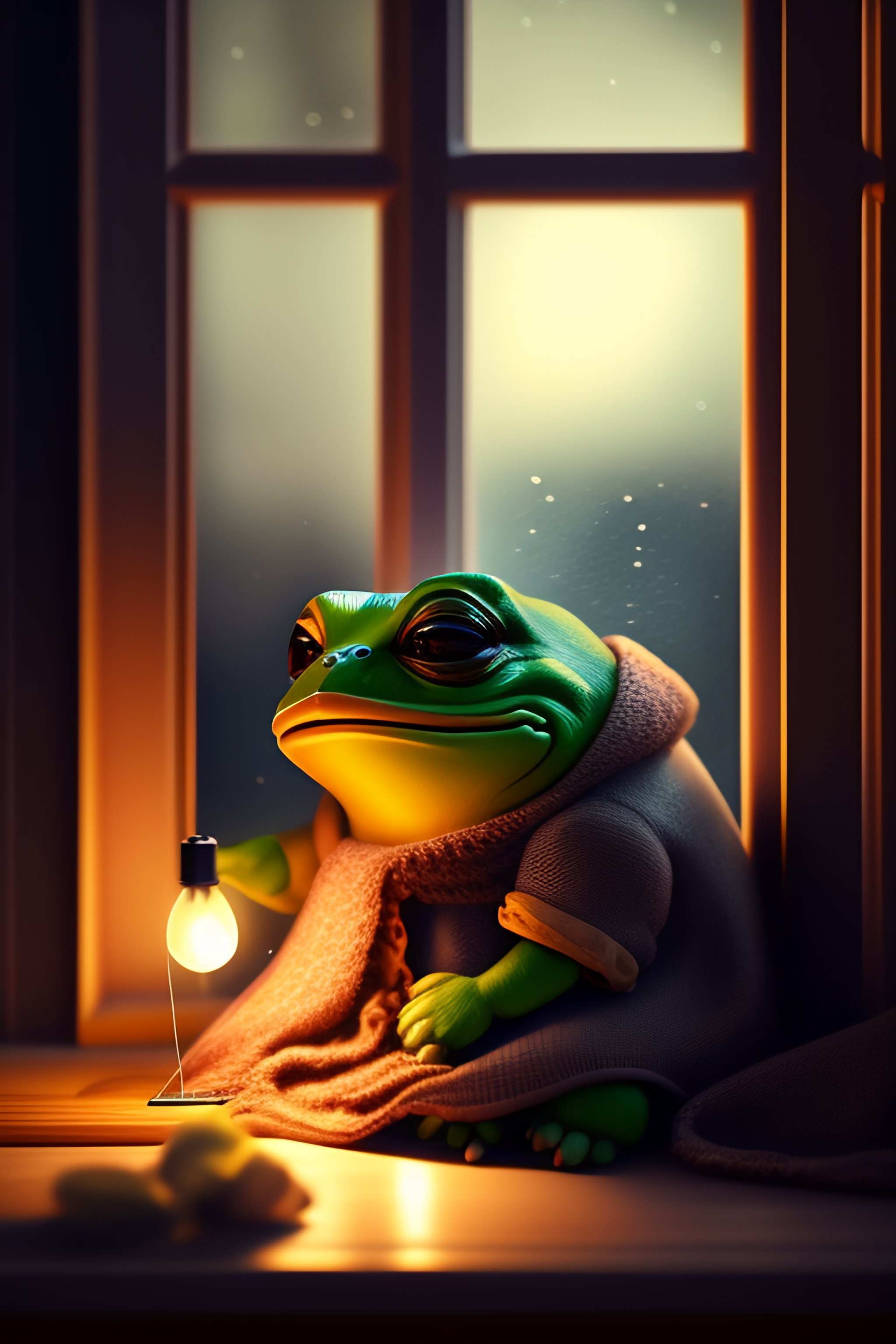 Lexica - An exhausted pepe the frog in his studio sewing at his sewing ...