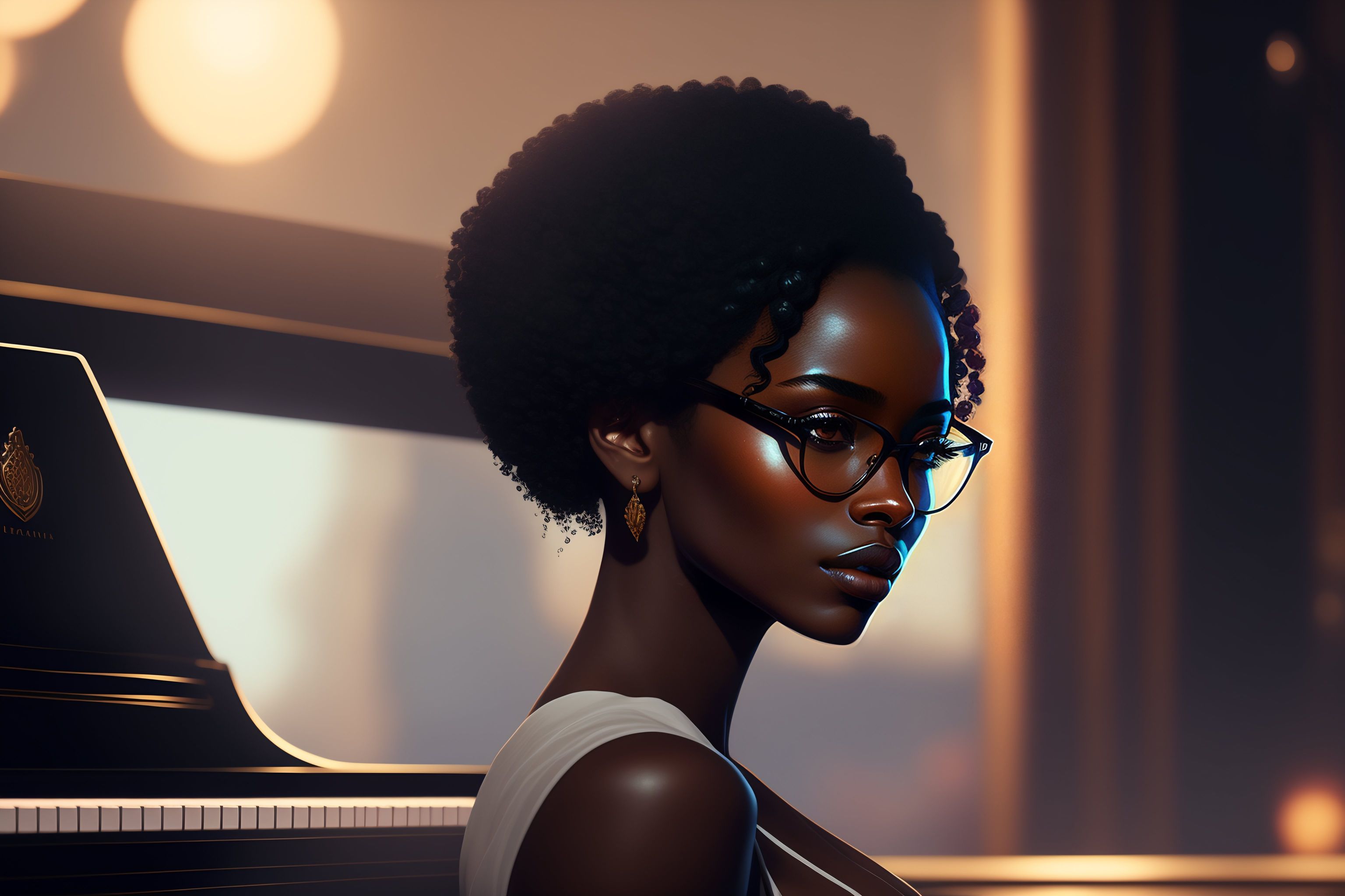 Lexica - Saucy dark skinned girl in blouse black braids underneath an ...