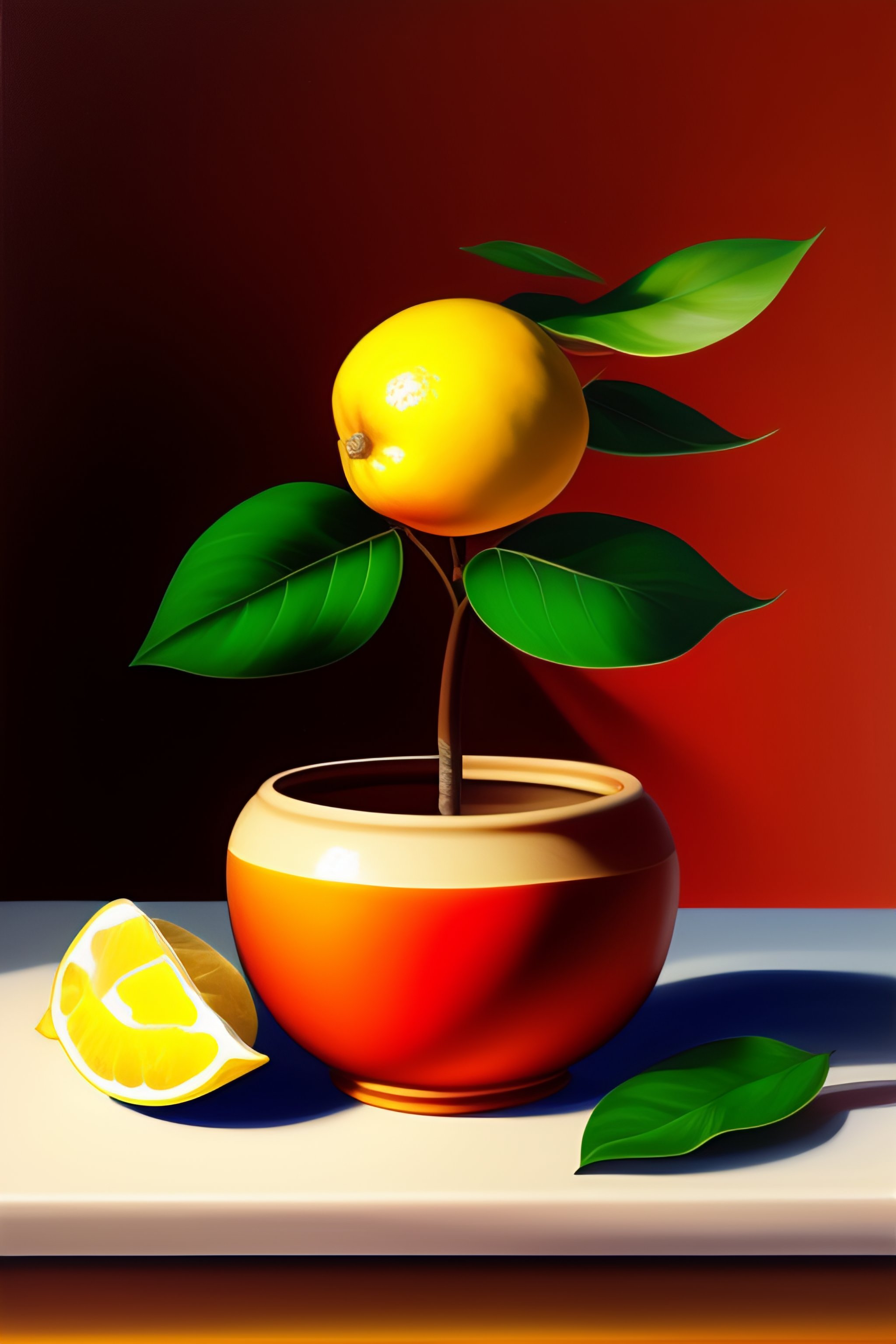Lexica - Painting Picasso of a pot with lemon