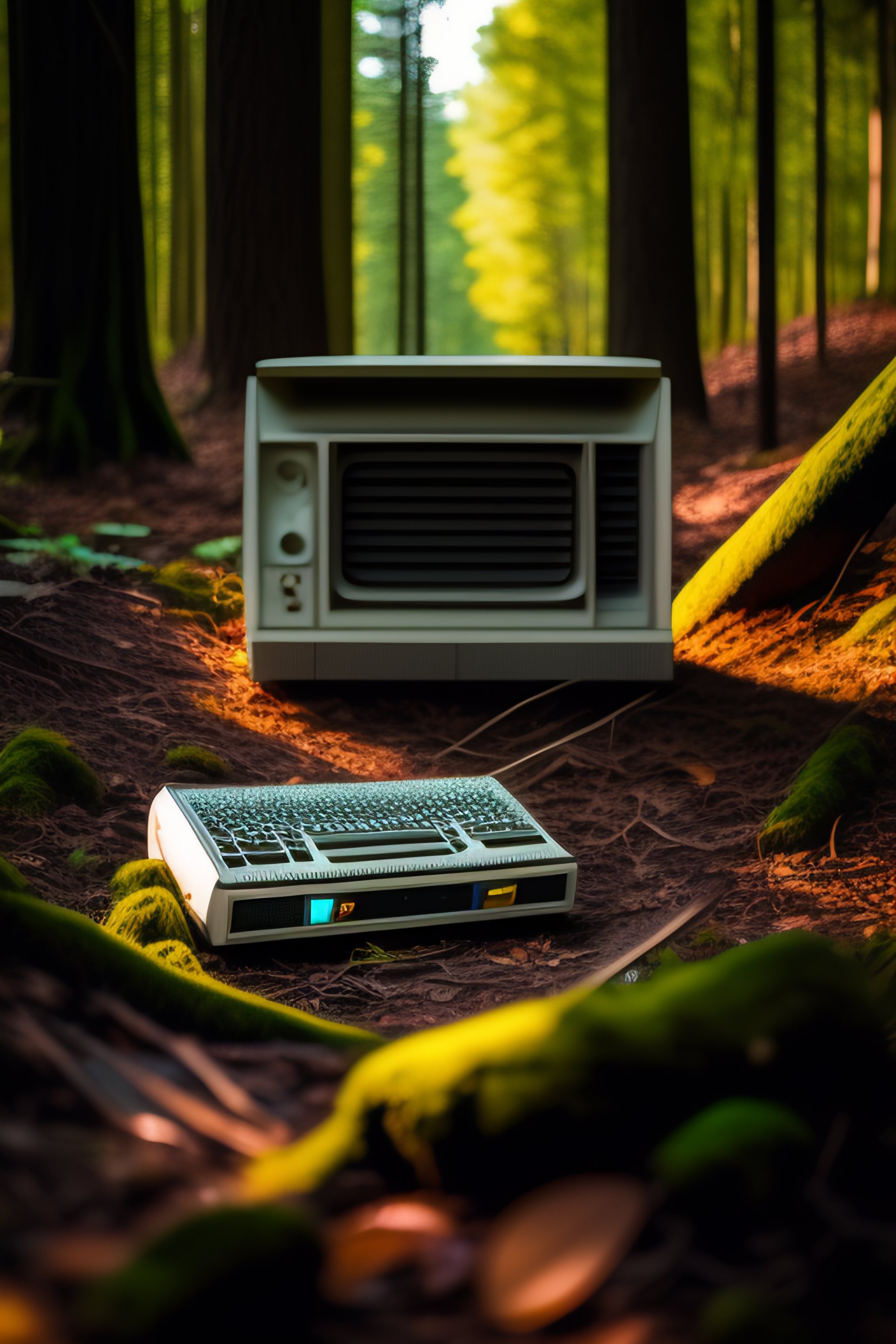 Lexica - Eerie photograph of a destroyed Macintosh computer sitting in ...