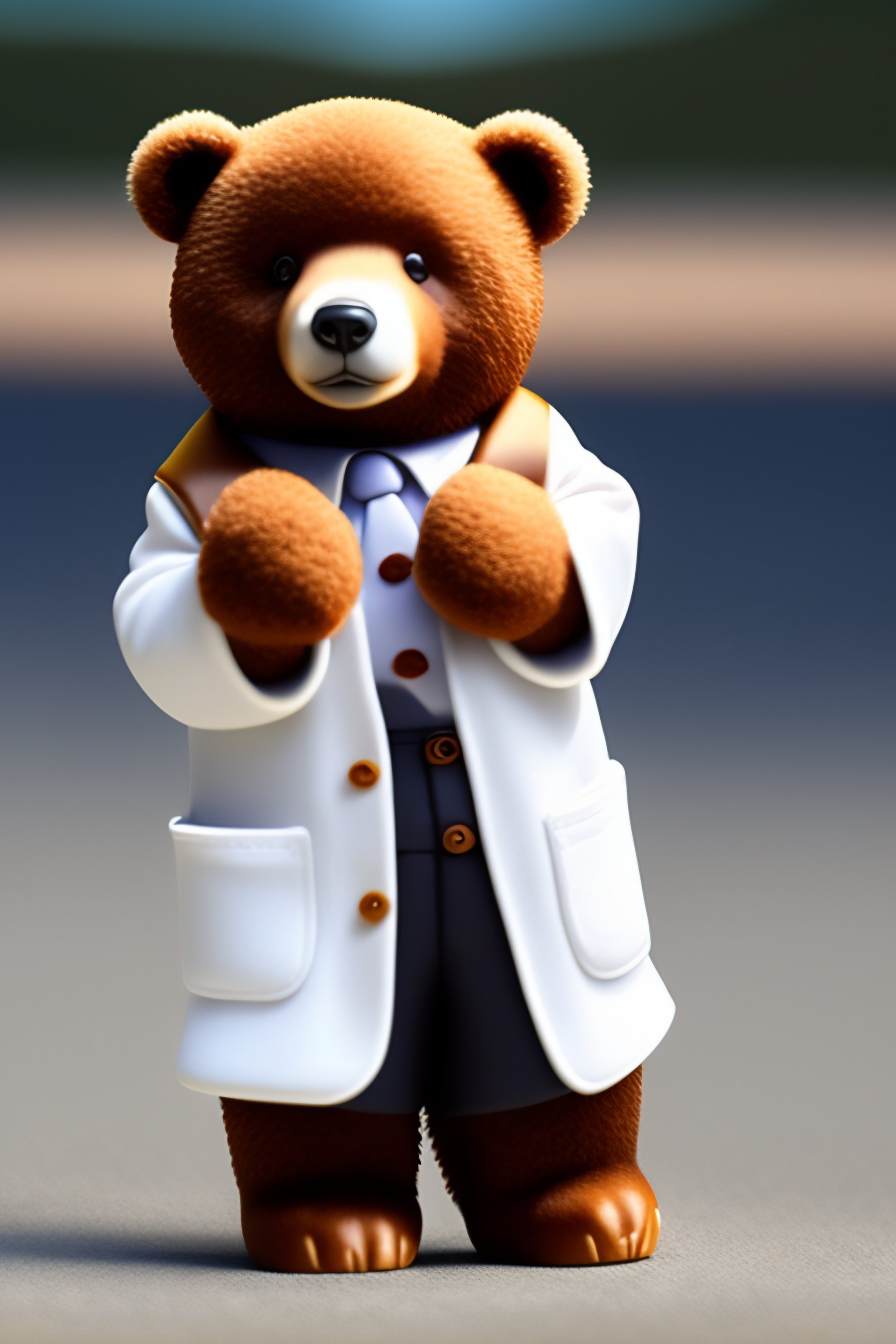 Lexica - An anthropomorphic bear in a white lab coat suit