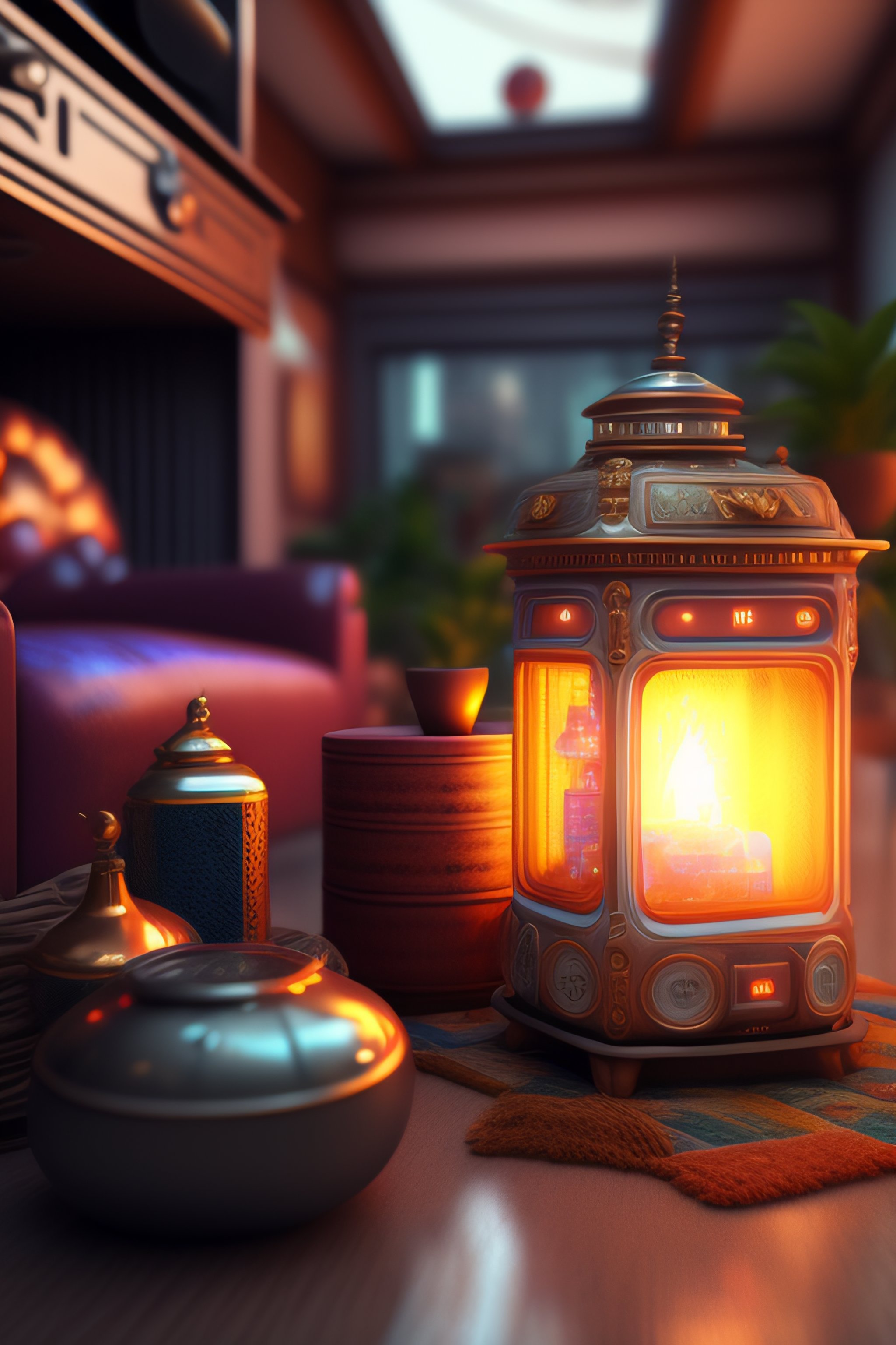 Lexica - Highly detailed interior shot of a messy vintage living room ...