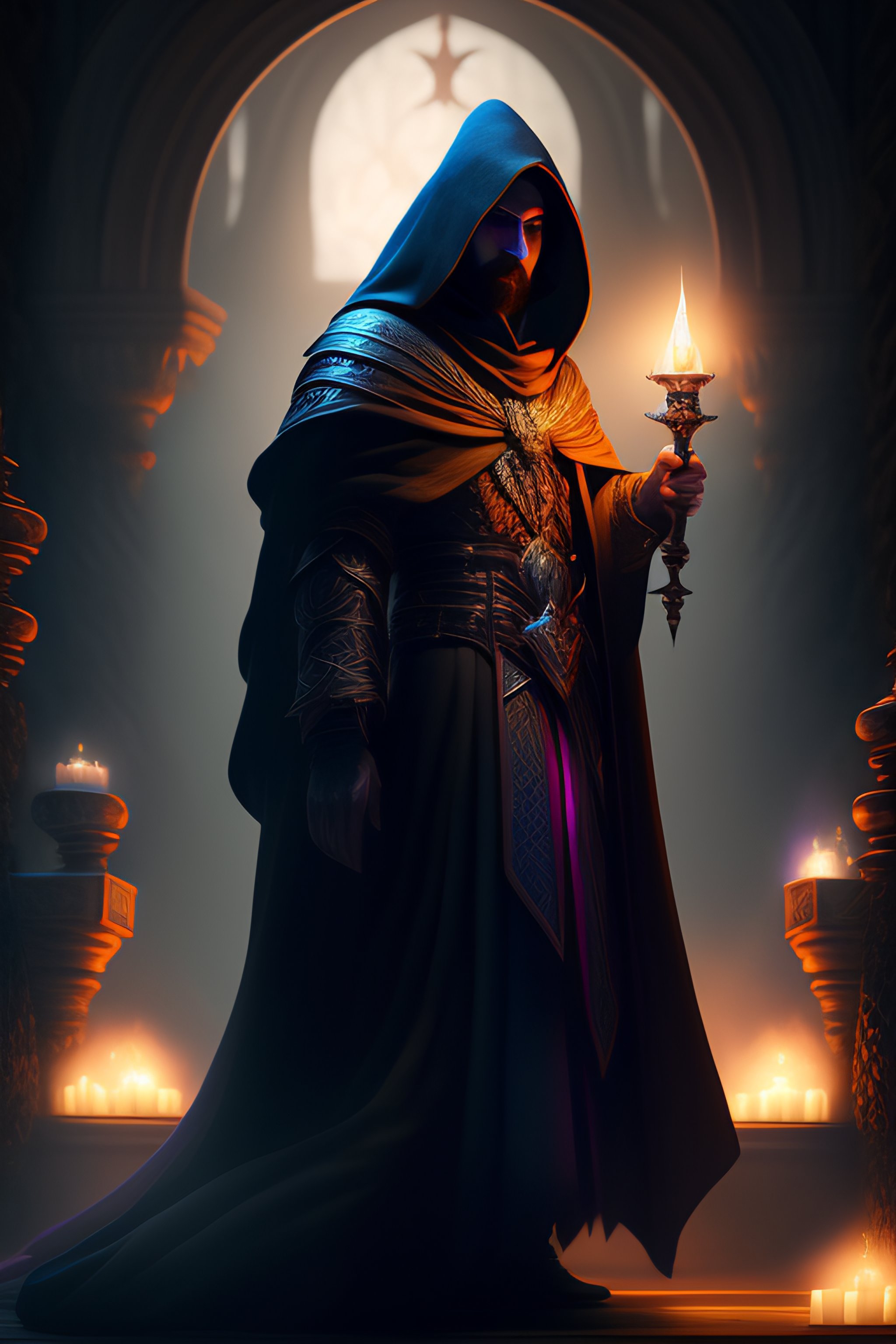 Lexica - Full body of a handsome cloaked wizard casting a spell, D&D ...